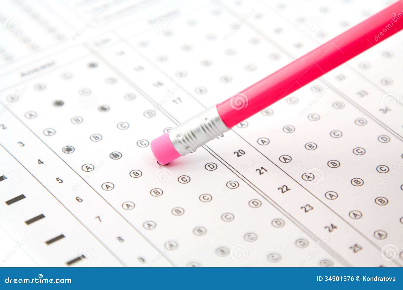 Pink Eraser on a Pencil and the Test Stock Photo - Image of ...