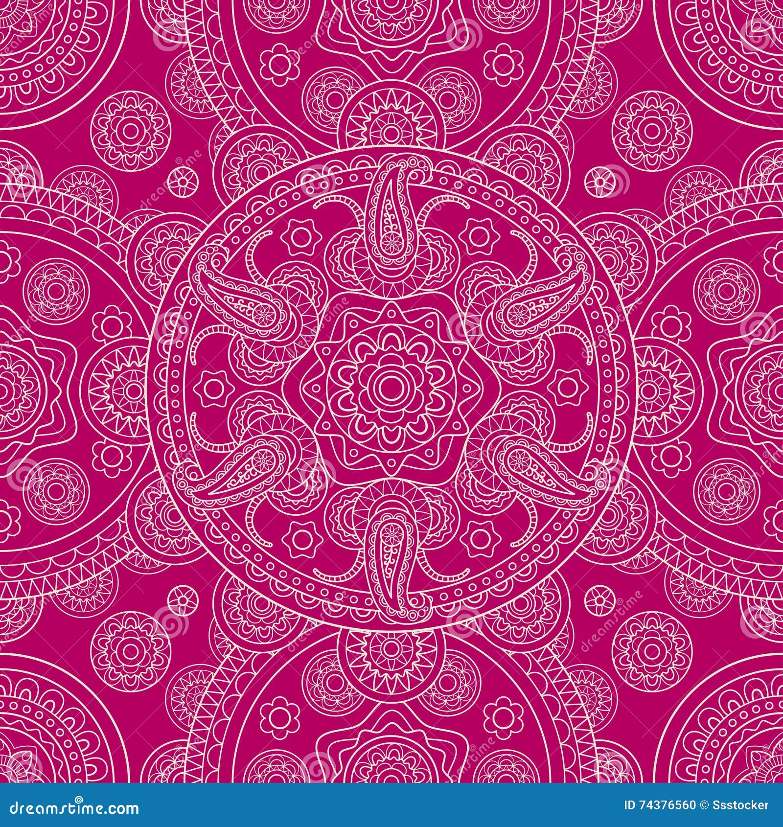 Pink Ethnic Ornate Boho Doodle Seamless Pattern Stock Vector ...