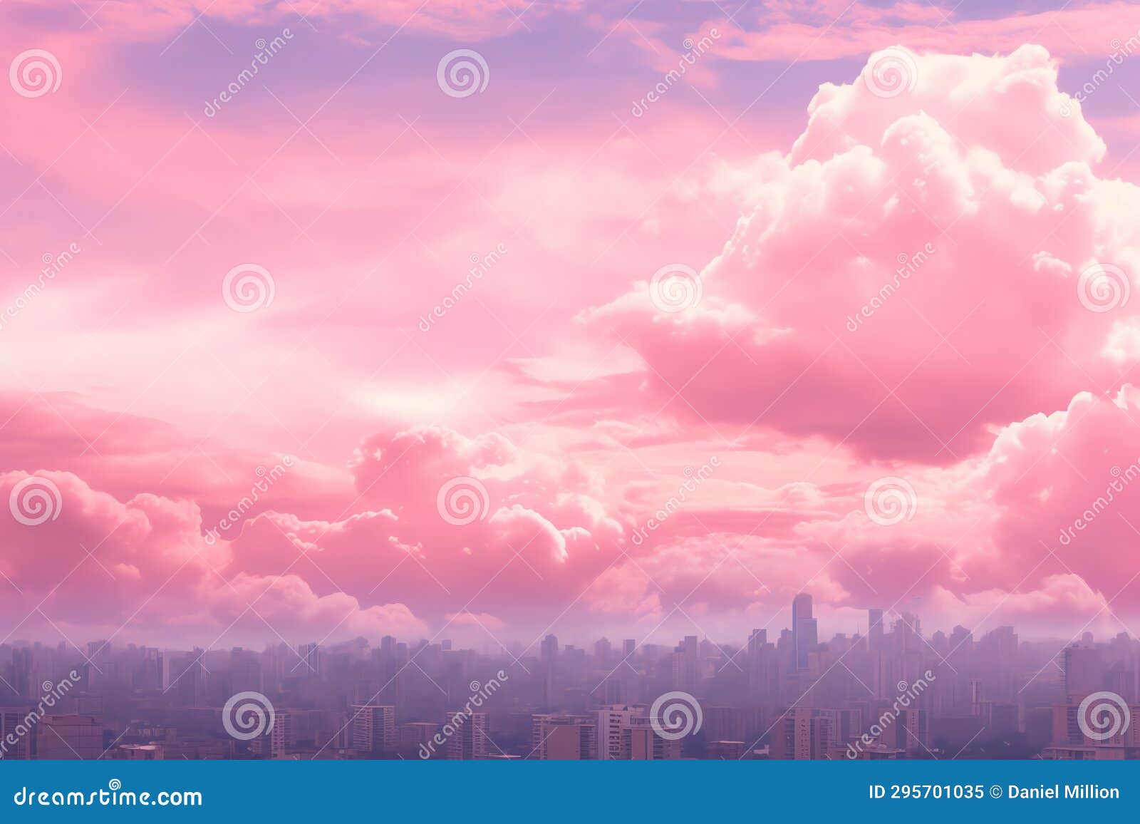 Pink Evening Sky Over a City, Pink Life Stock Illustration ...