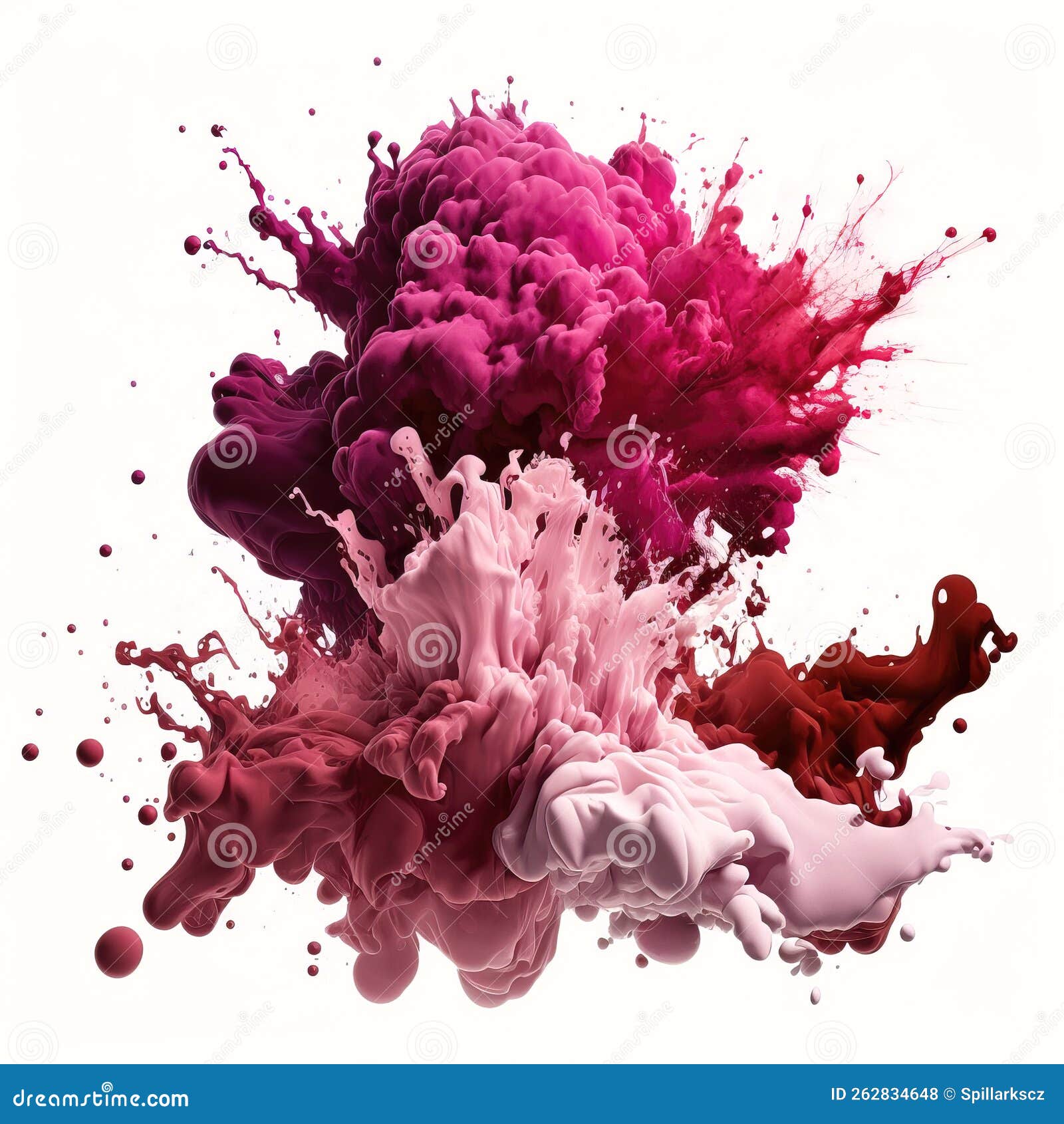 Pink Exploding Paint on a White Background Stock Illustration ...