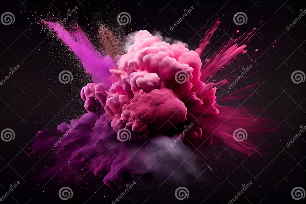 Pink Explosion on a Black Background,generative Ai Stock Illustration ...