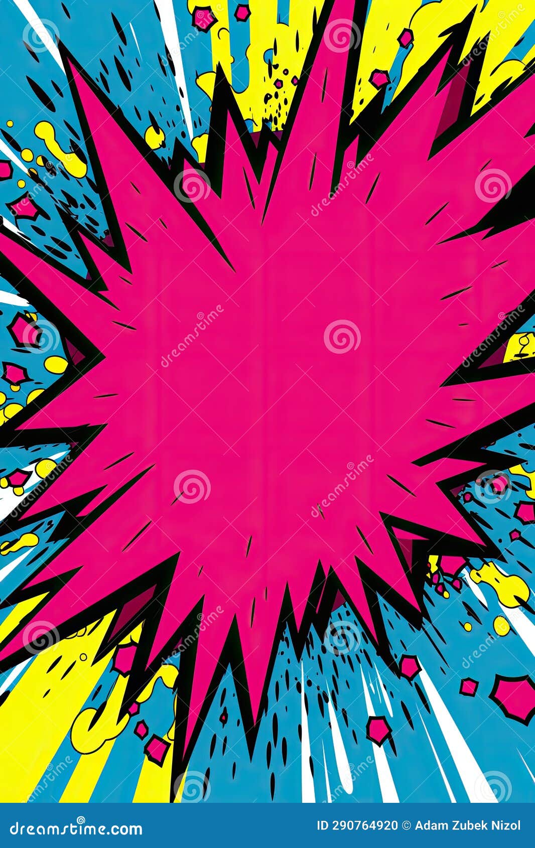 A Pink Explosion with Blue and Yellow Spots Stock Illustration ...