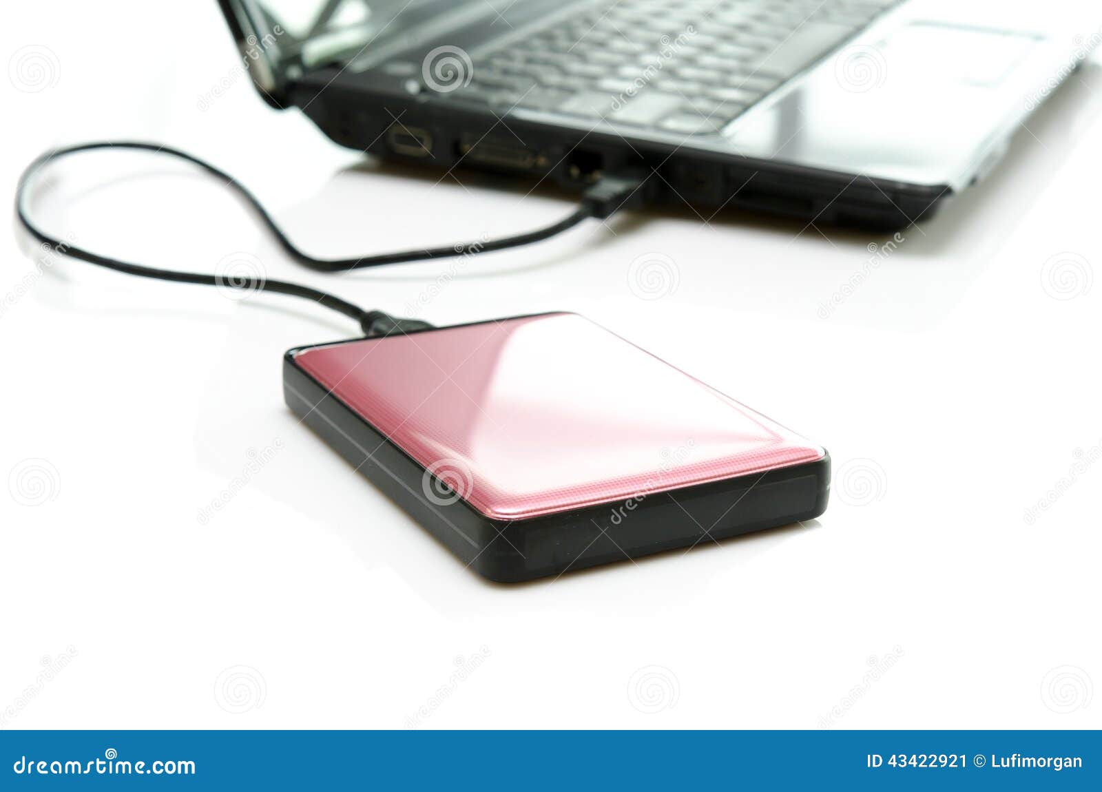 Pink External Hard-disk on White Stock Image - Image of communication ...