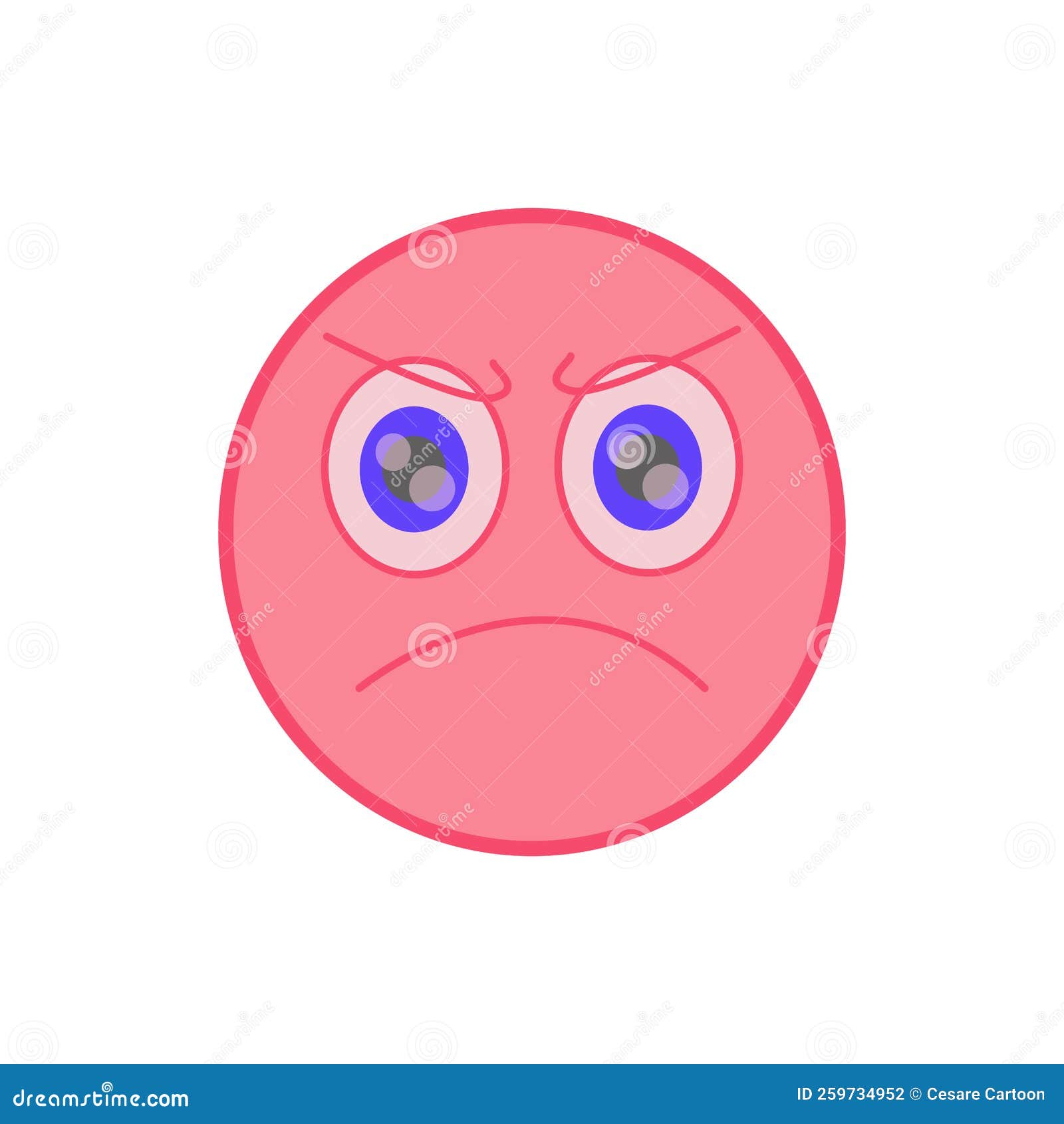 Pink face angry stock vector. Illustration of emotion - 259734952
