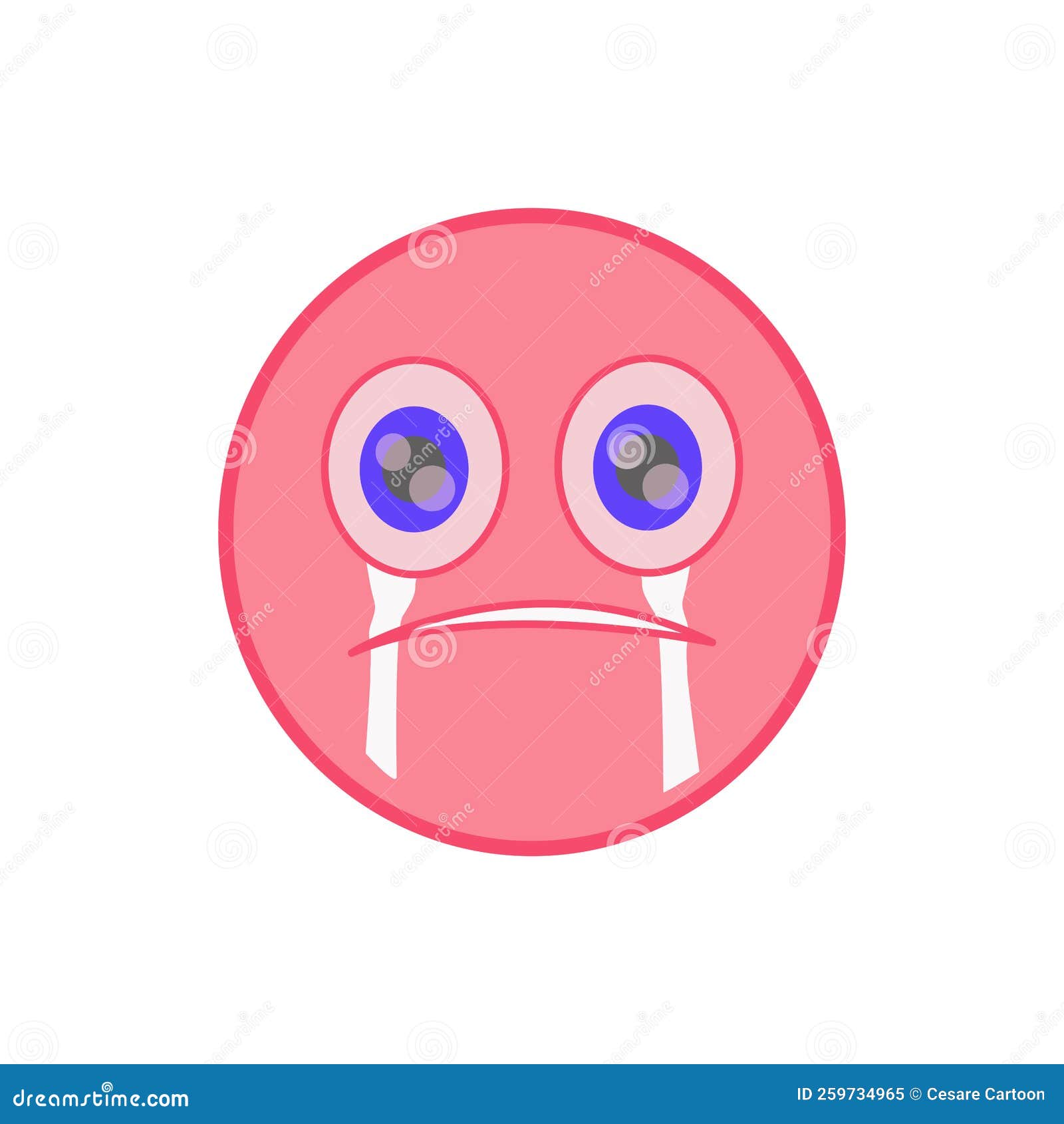 Pink face crying stock vector. Illustration of vector - 259734965