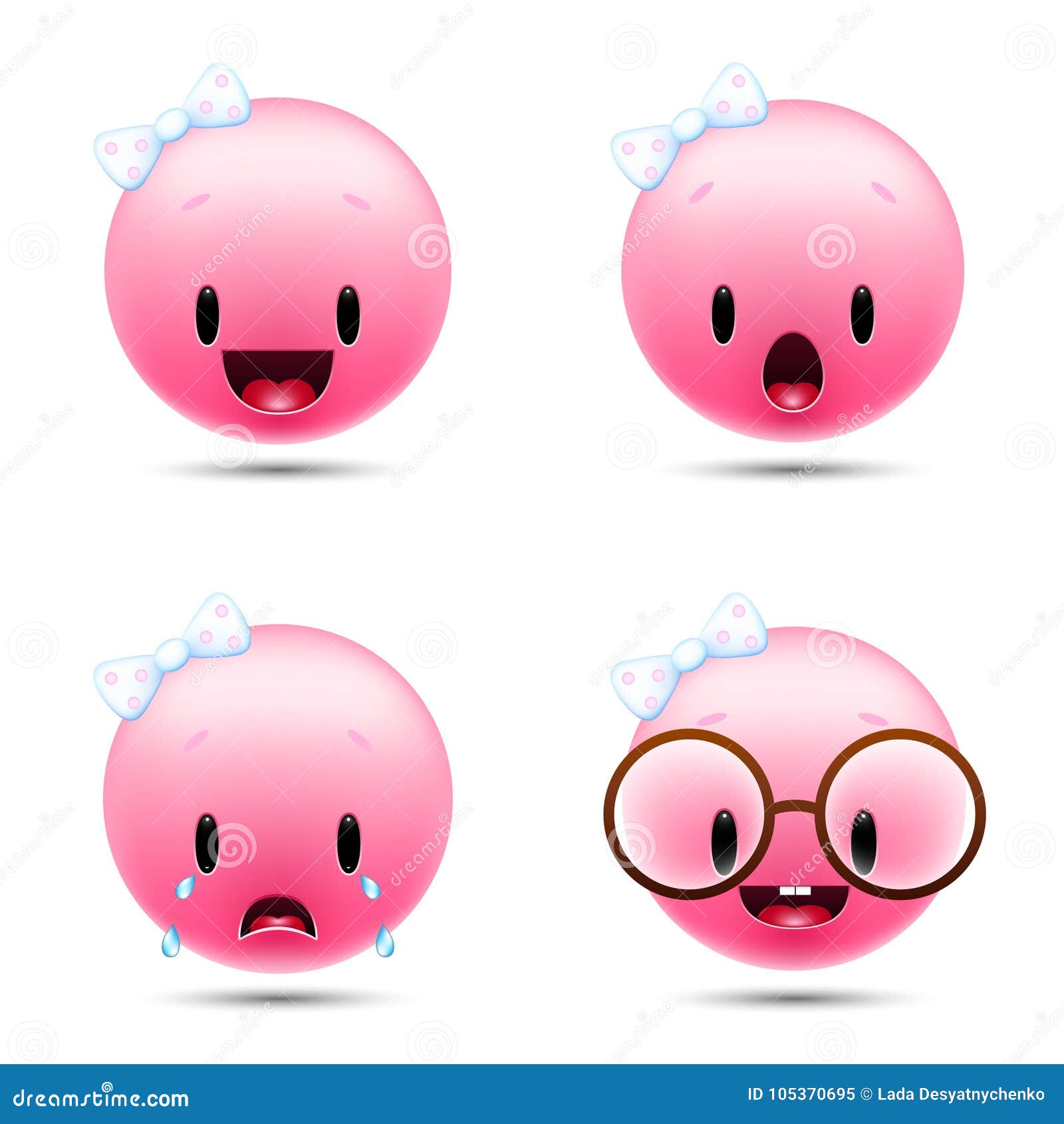 Pink Face with Emotions . Emoticons Set Stock Vector - Illustration of ...