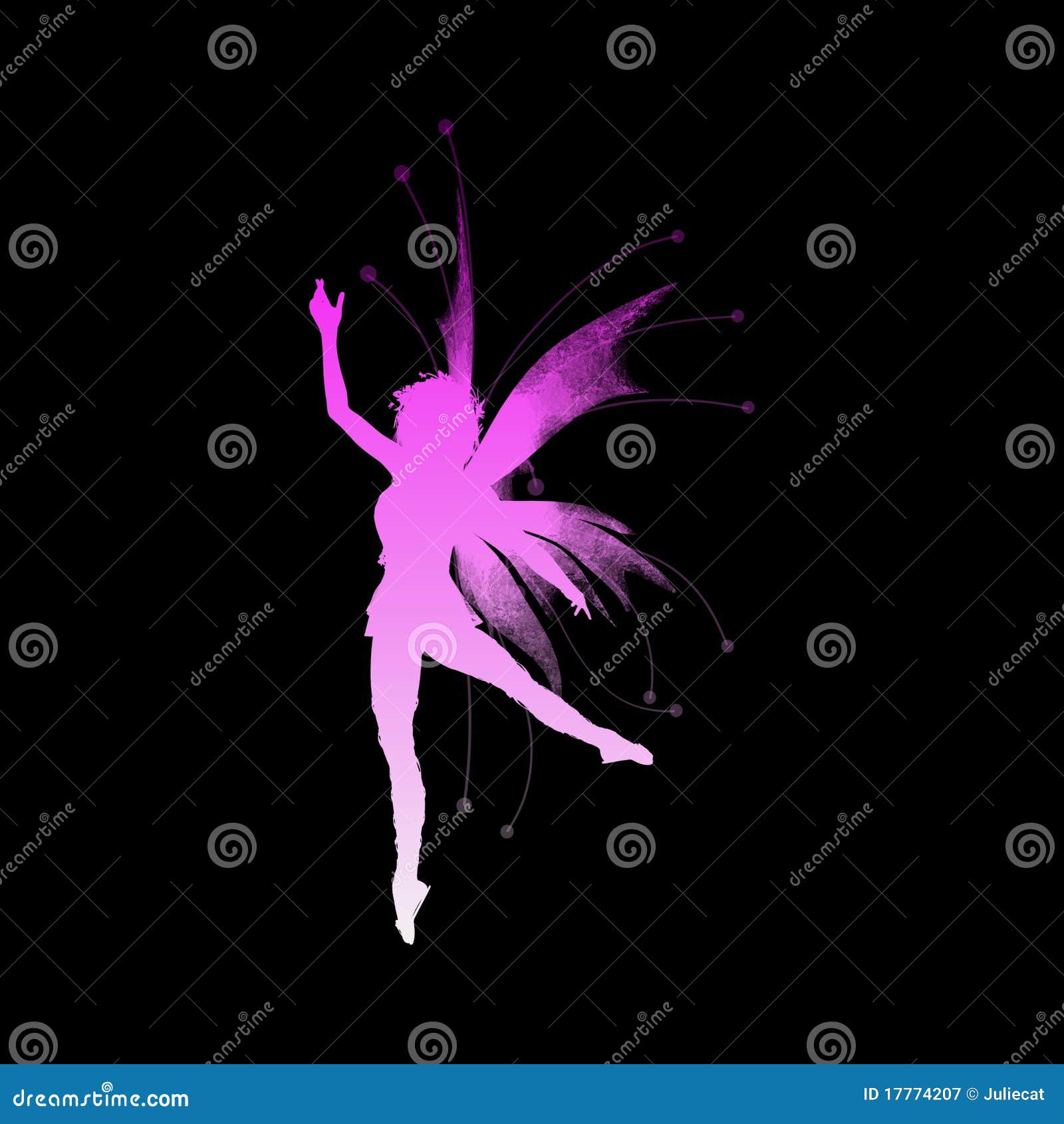 Fairy Black Silhouette With A Magic Wand On A Flower Vector ...