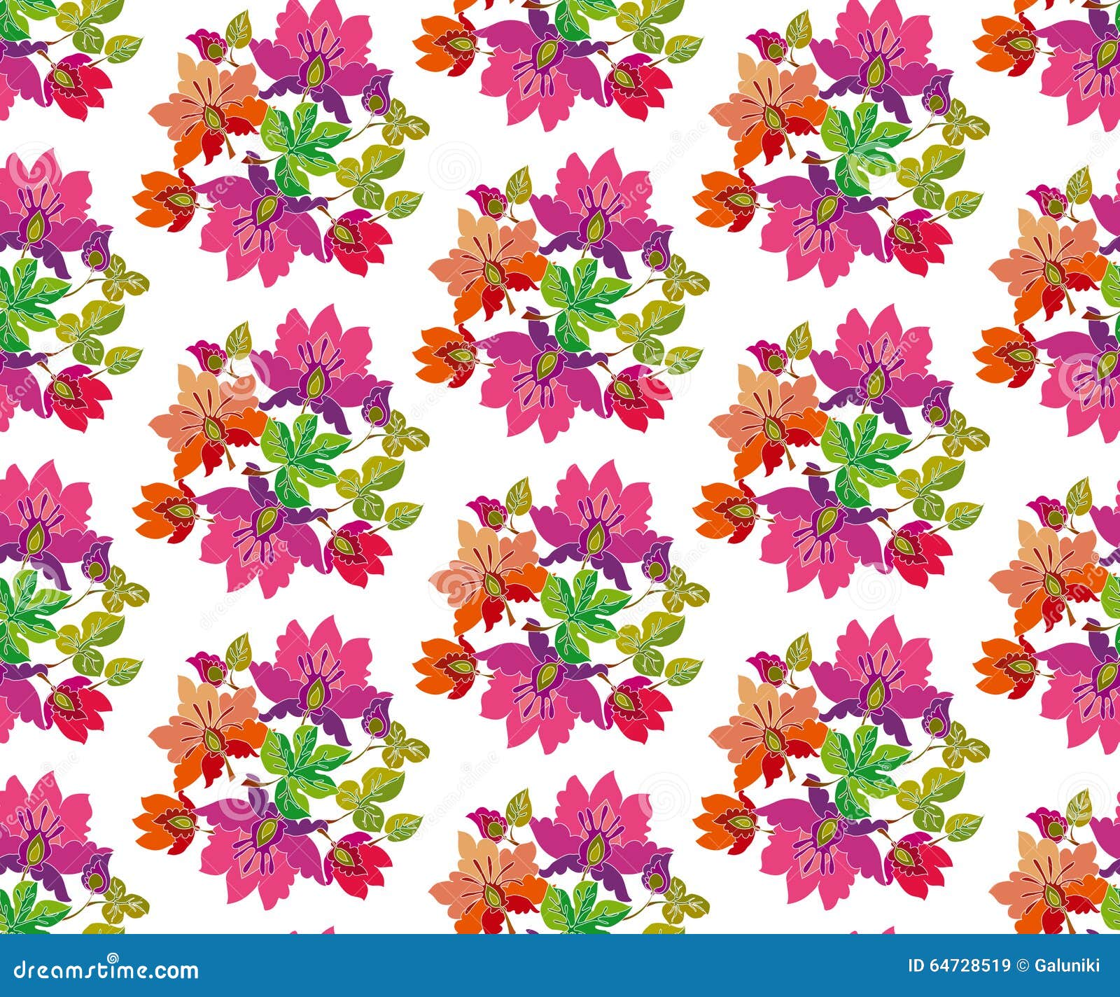 Pink fairytale flowers stock vector. Illustration of seamless - 64728519