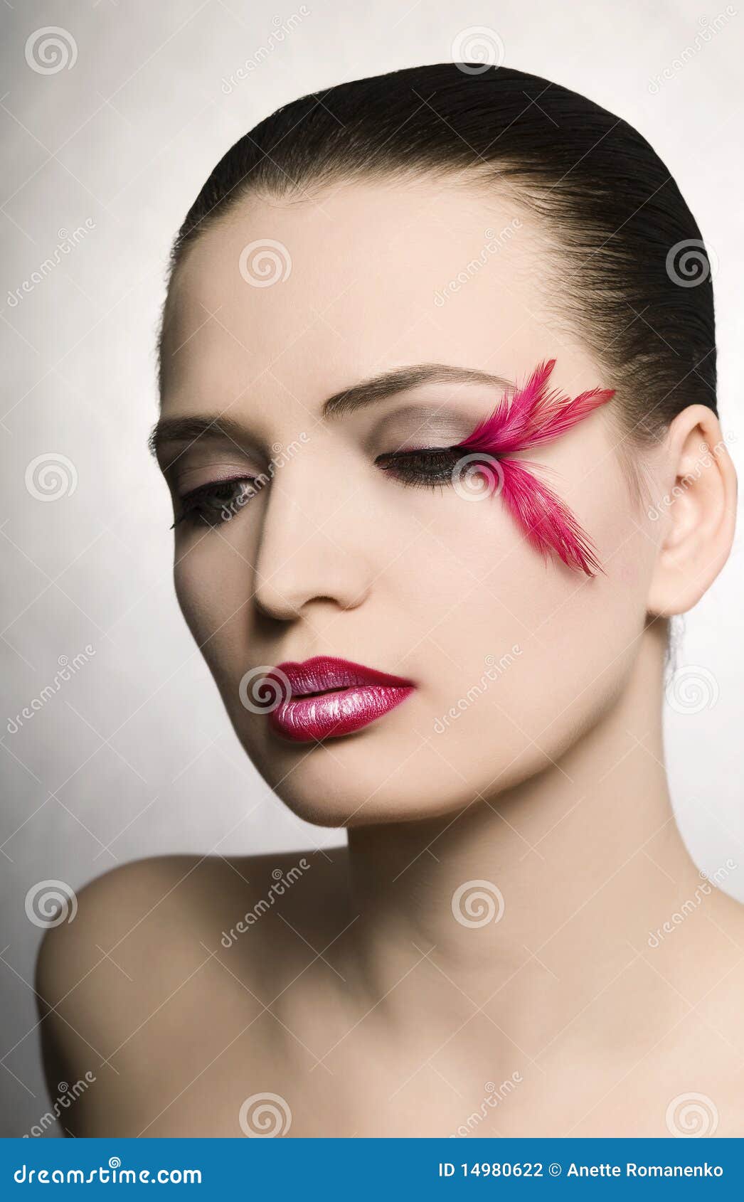 Pink feather. stock photo. Image of naked, neck, lips - 14980622