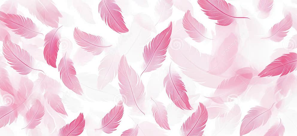 Pink Feather Pattern Background with Soft Pastel Tones, Delicate ...