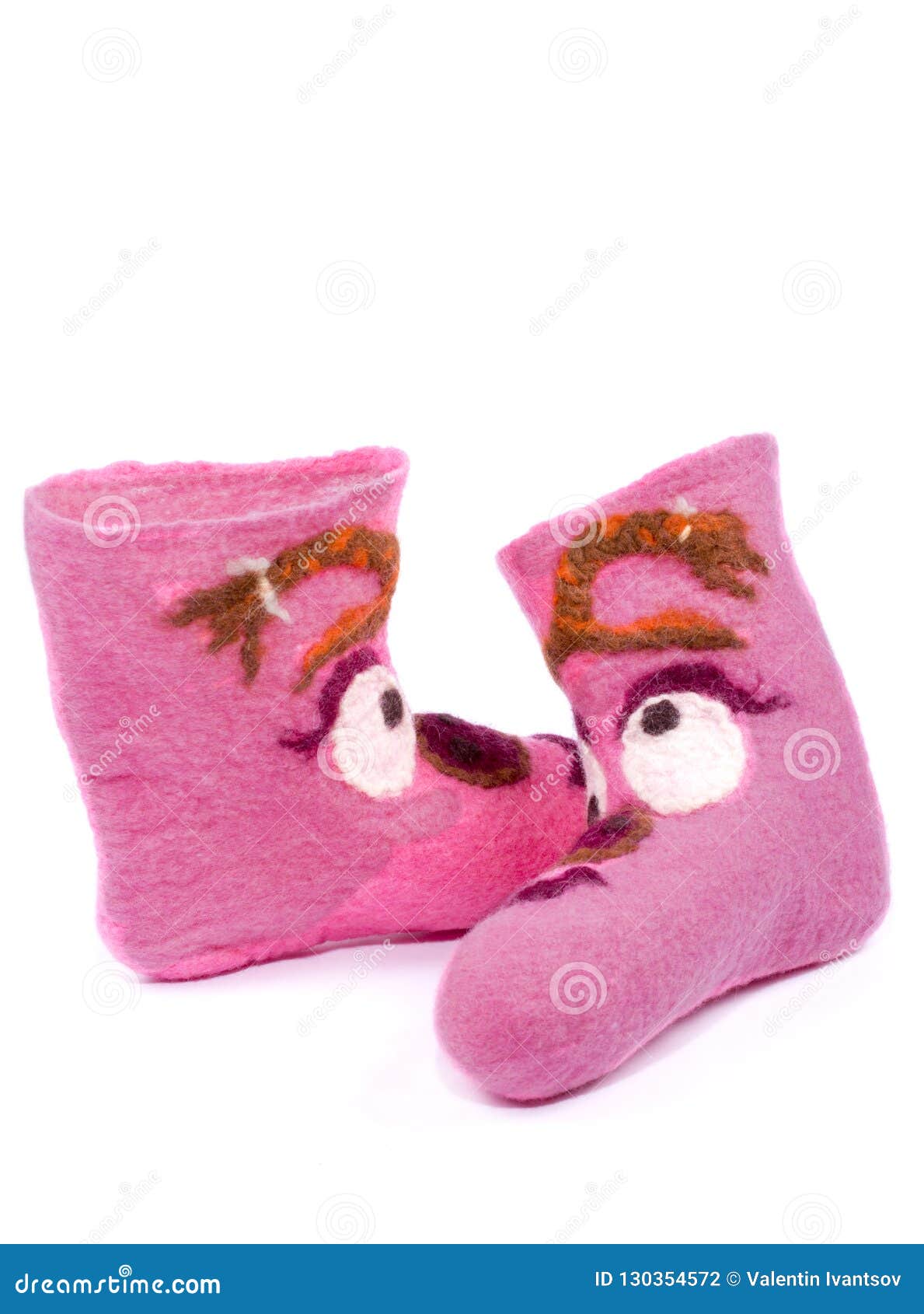 Pink Felt Socks with a Pattern Stock Photo - Image of work, pattern ...