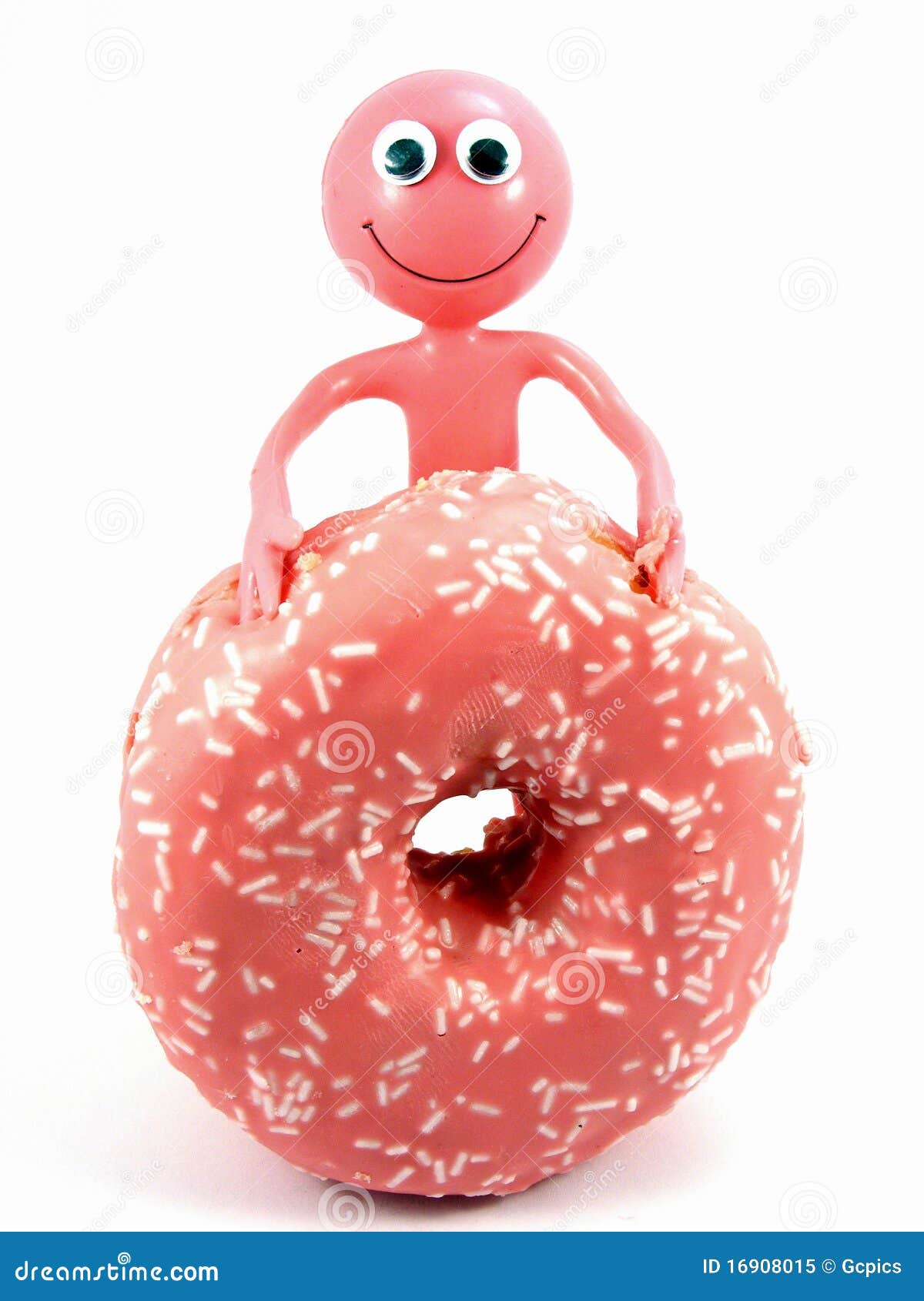 Pink Figure with Matching Doughnut Stock Image - Image of iced, donut ...