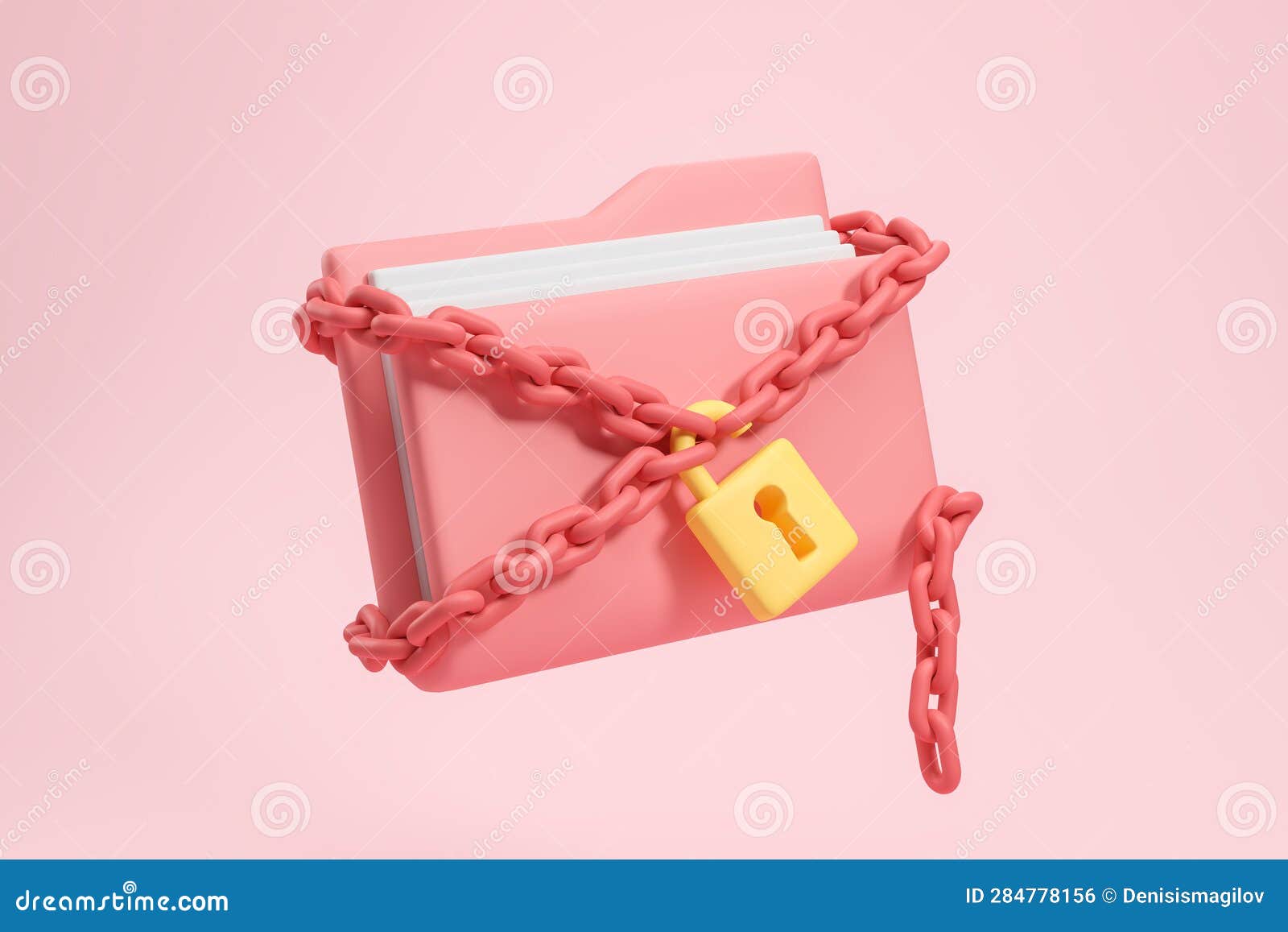 Pink File with Cut Chain and Open Padlock Stock Illustration ...