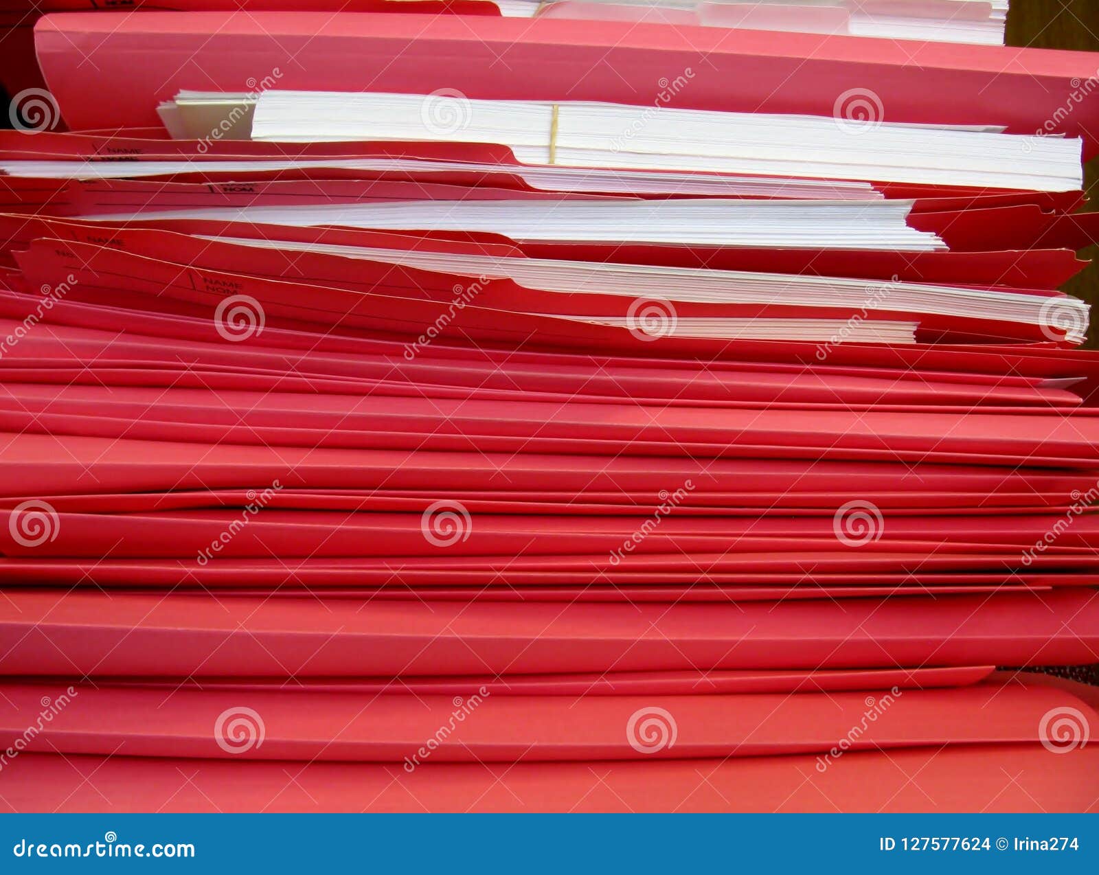 Pink file folders stock photo. Image of folders, pile - 127577624