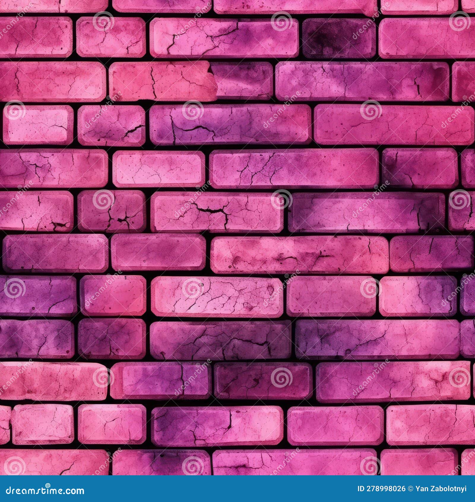 Pink Fire Beautiful Brick Wall Texture. Tile Seamless Background ...