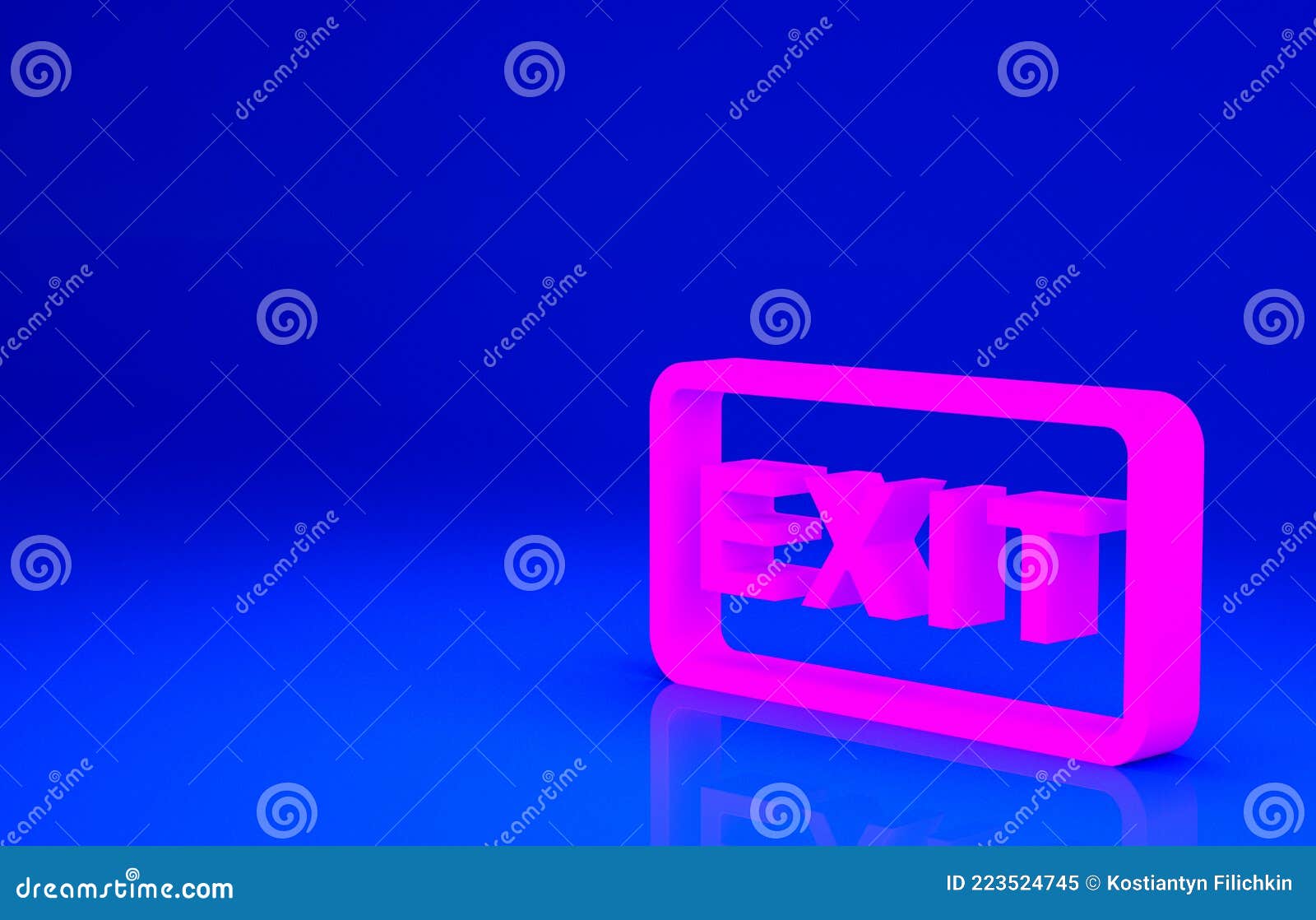 Pink Fire Exit Icon Isolated on Blue Background. Fire Emergency Icon ...