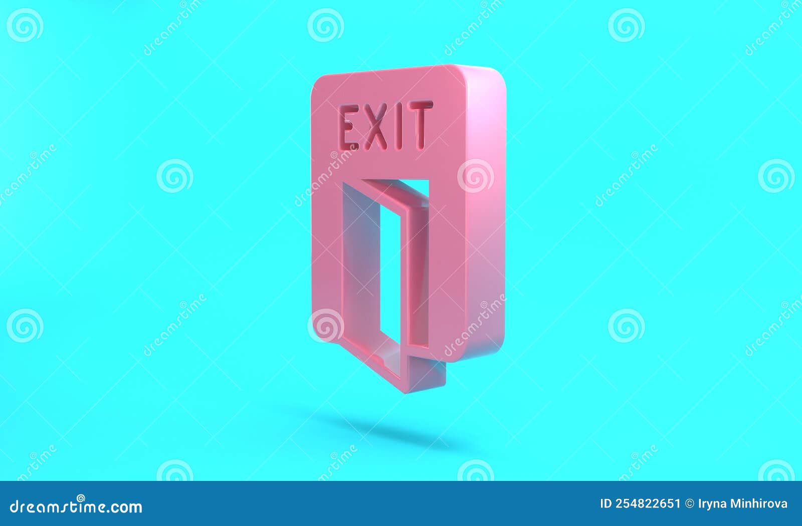 Pink Fire Exit Icon Isolated on Turquoise Blue Background. Fire ...