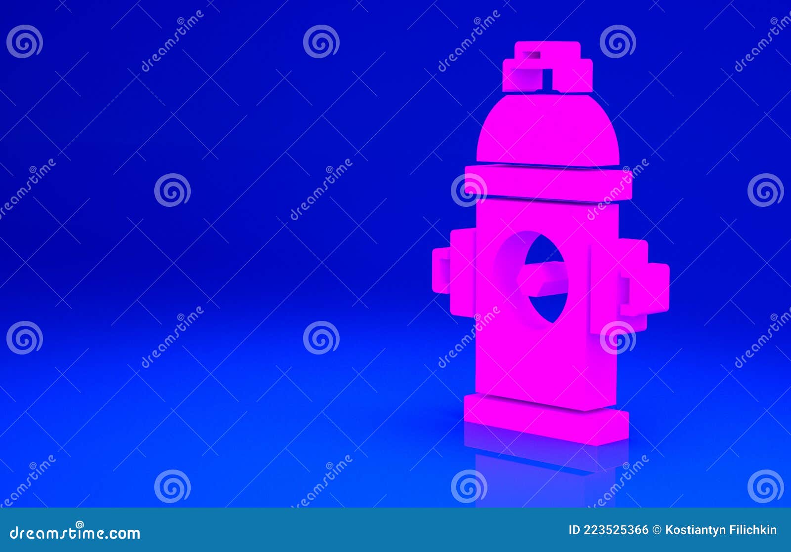 Pink Fire Hydrant Icon Isolated on Blue Background. Minimalism Concept ...