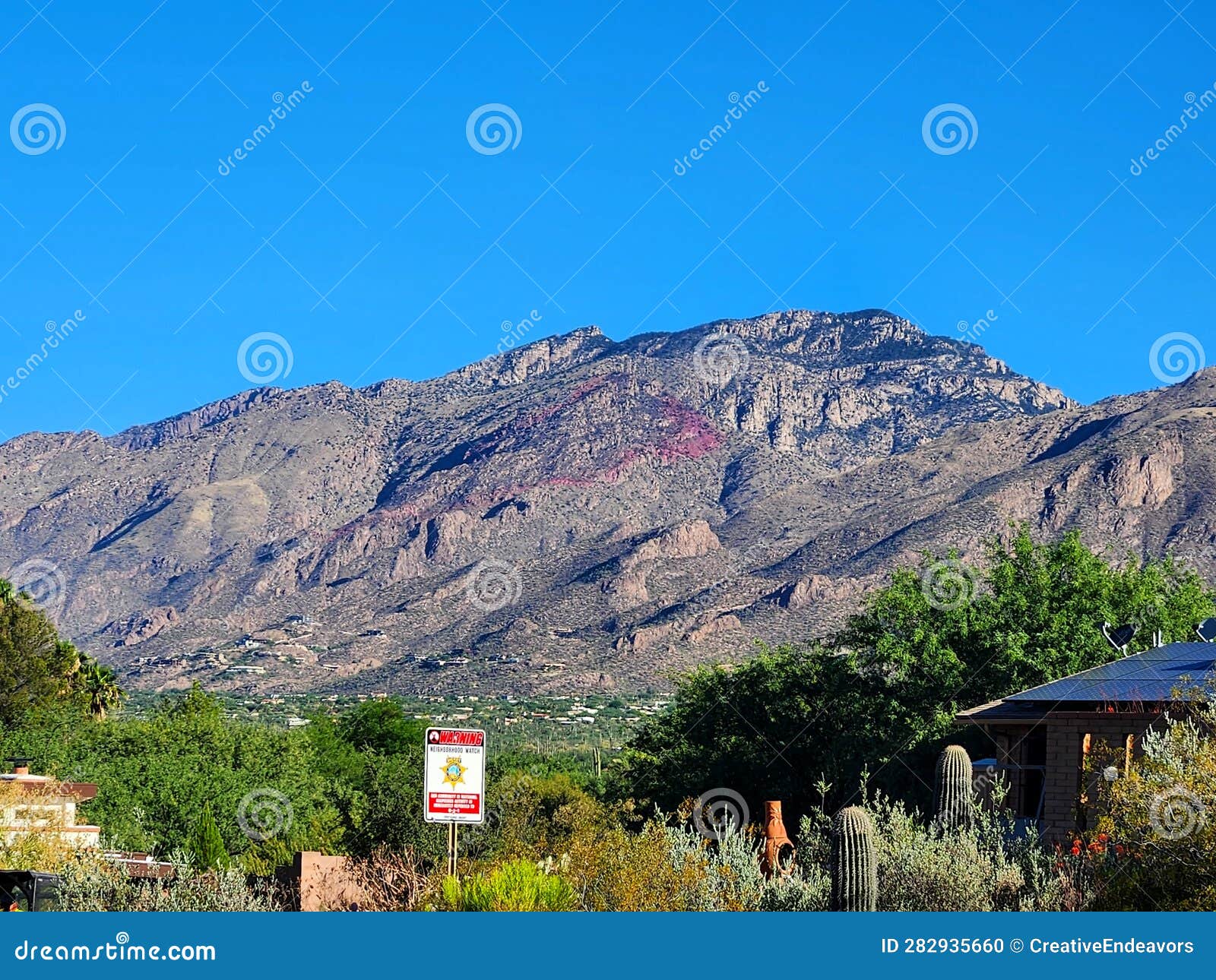 Pink Fire Retardant on Arizona Mountainside after Wildfire Stock Photo ...