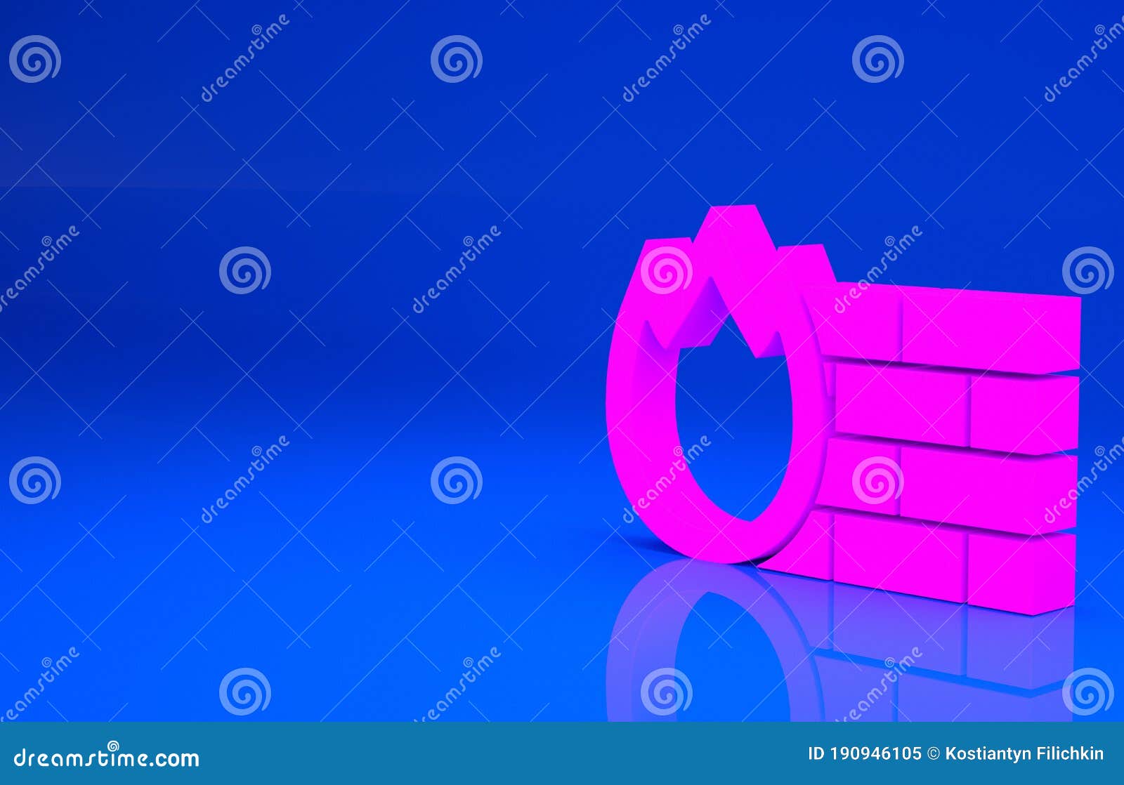 Pink Firewall, Security Wall Icon Isolated on Blue Background ...