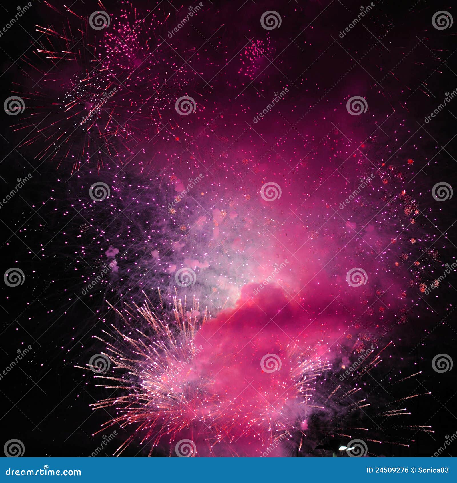 Pink Fireworks stock photo. Image of city, explosion - 24509276