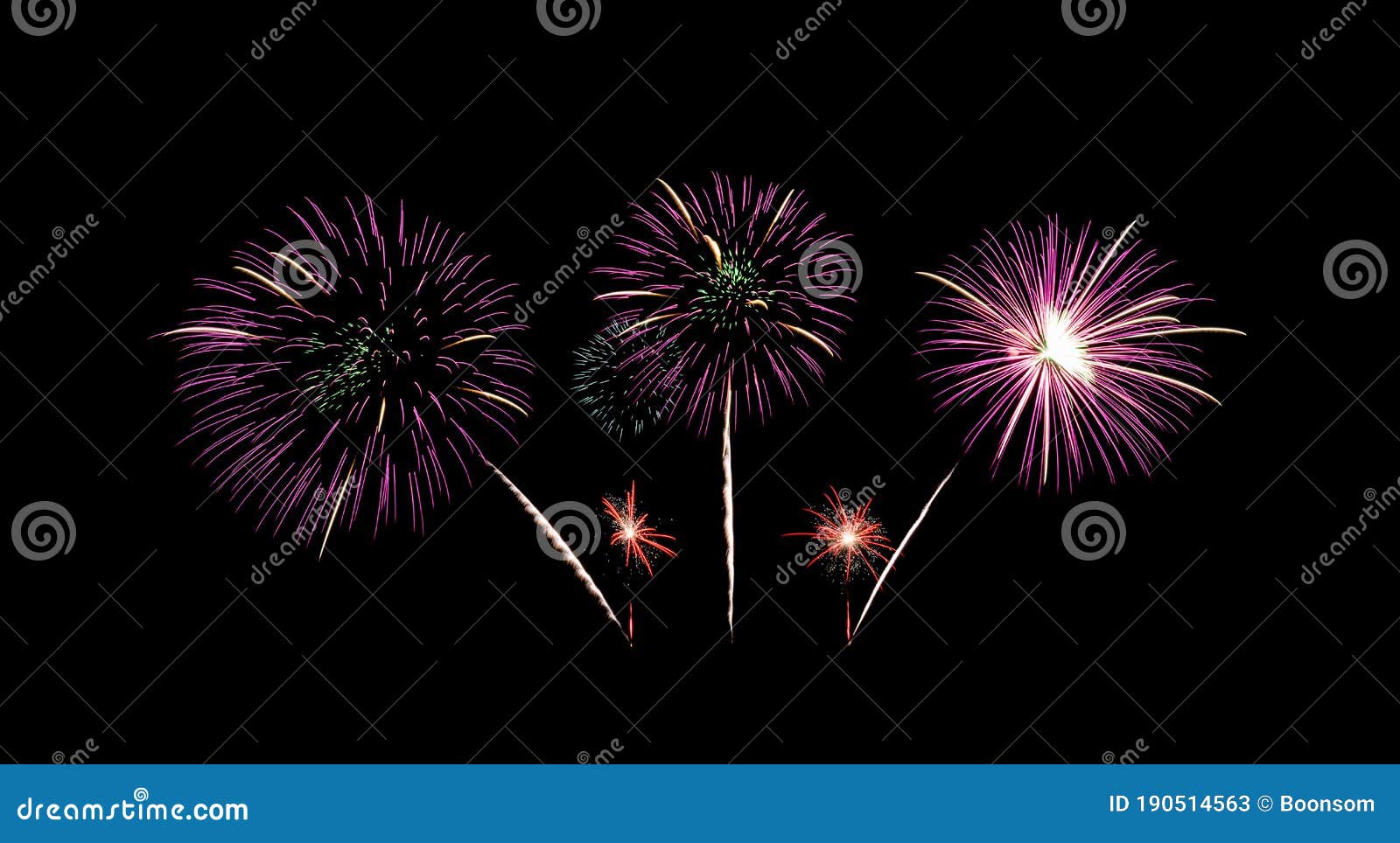 Pink Fireworks Exploding on Night Sky Stock Image - Image of abstract ...