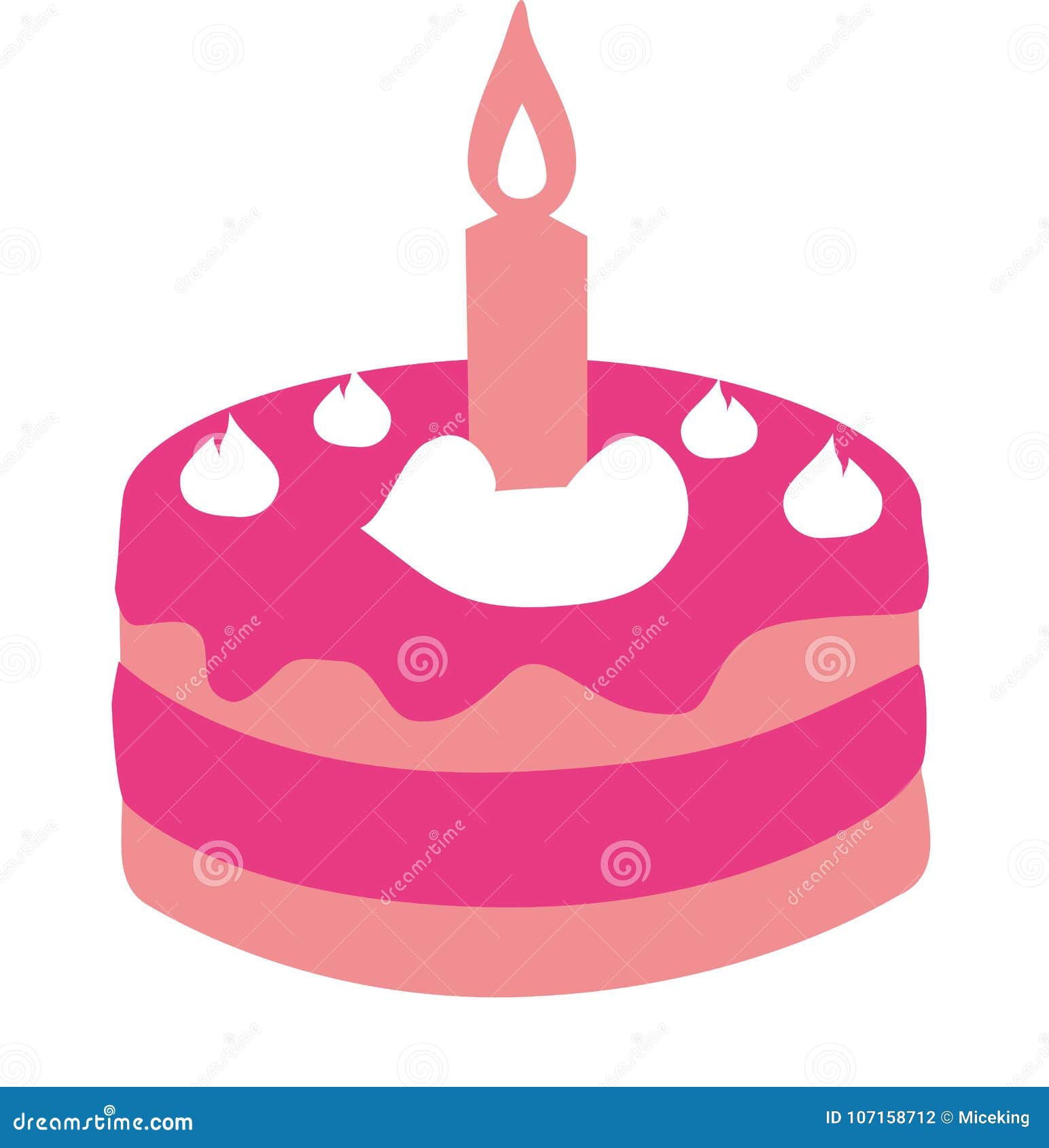 Pink first birthday cake stock vector. Illustration of silhouette ...