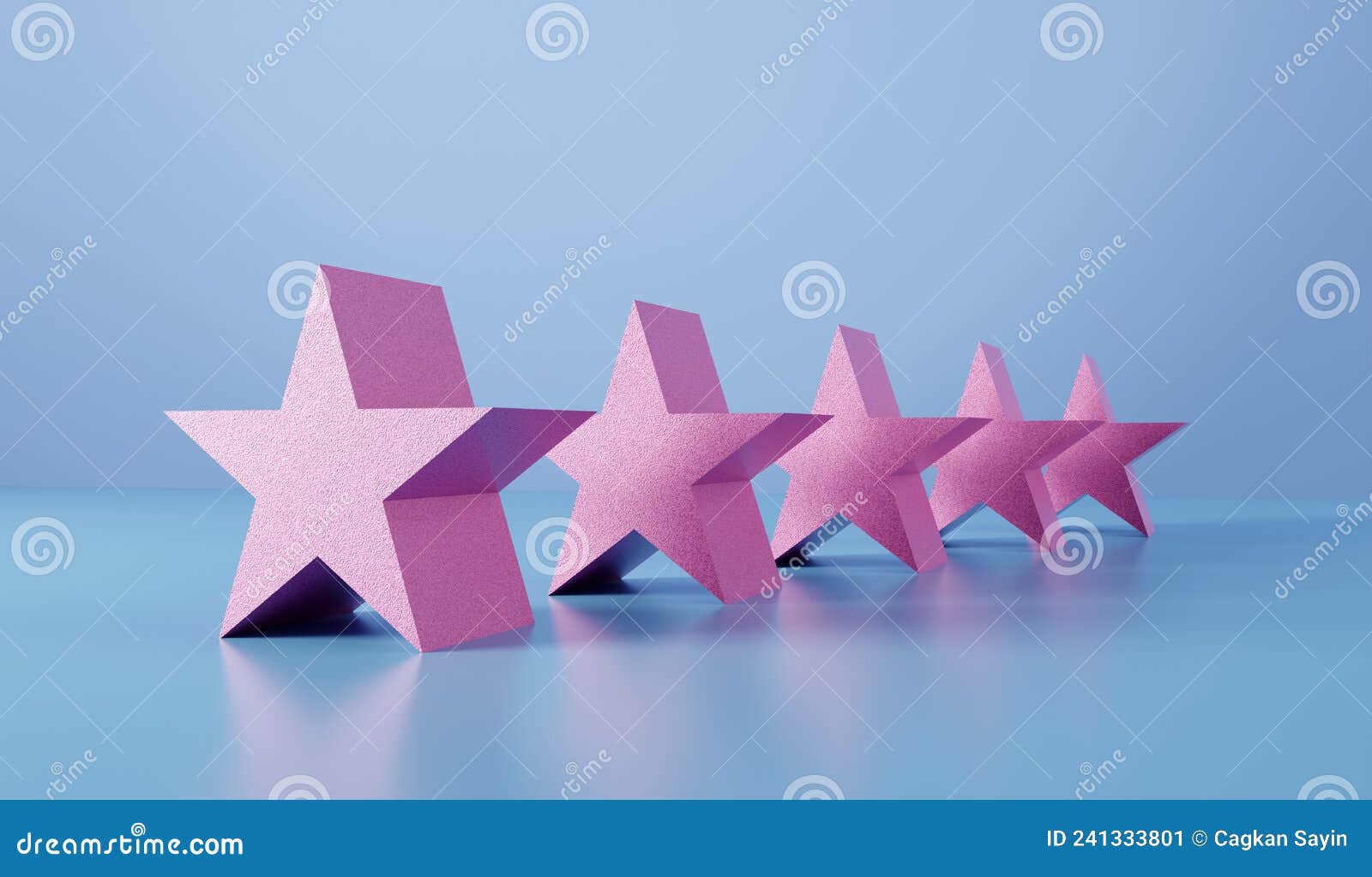 Pink Five Stars in a Row on Blue Background. Five Star Rating Customer ...