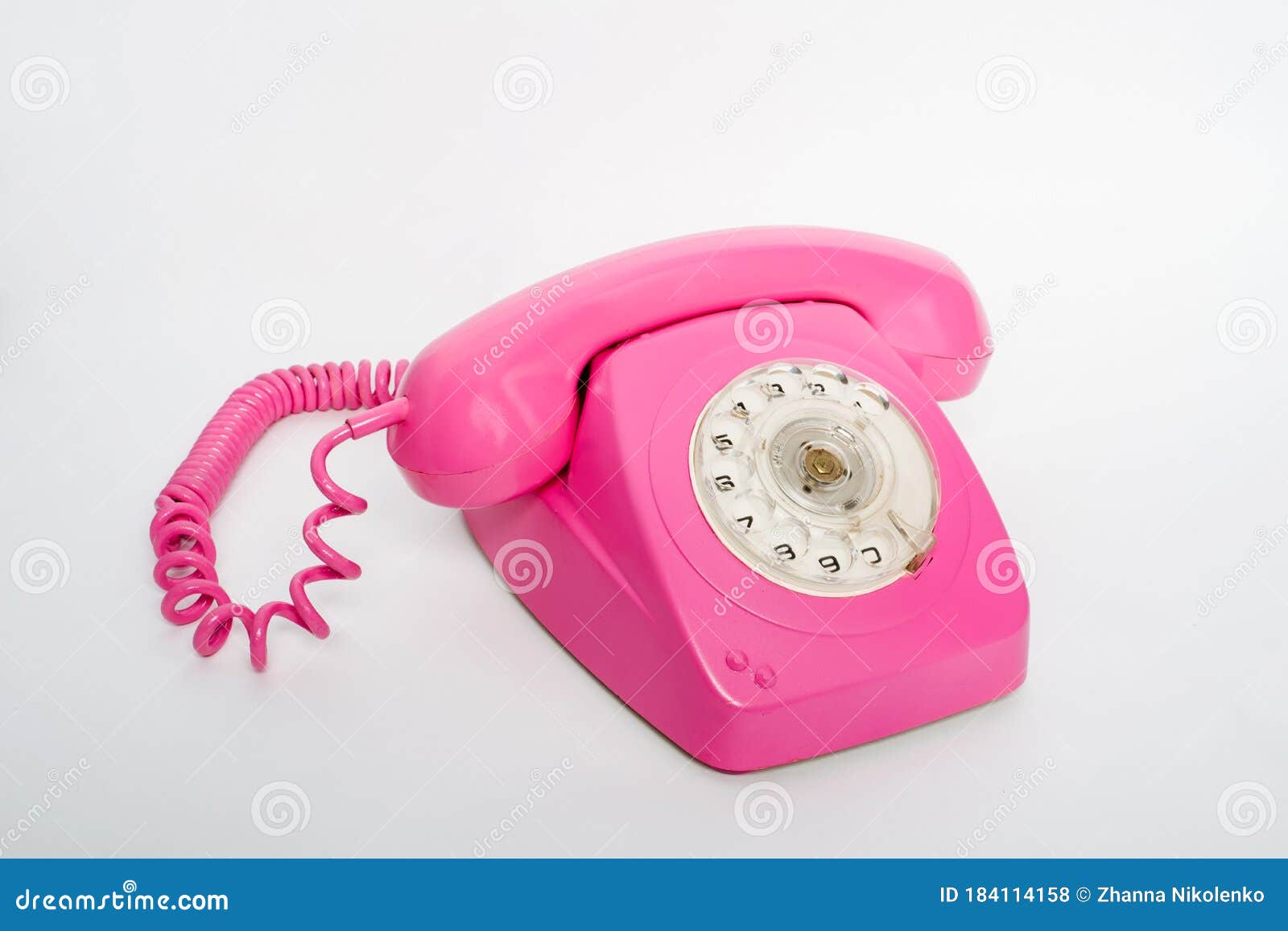 Pink Telephone on a White Background Stock Photo - Image of pink, cord ...