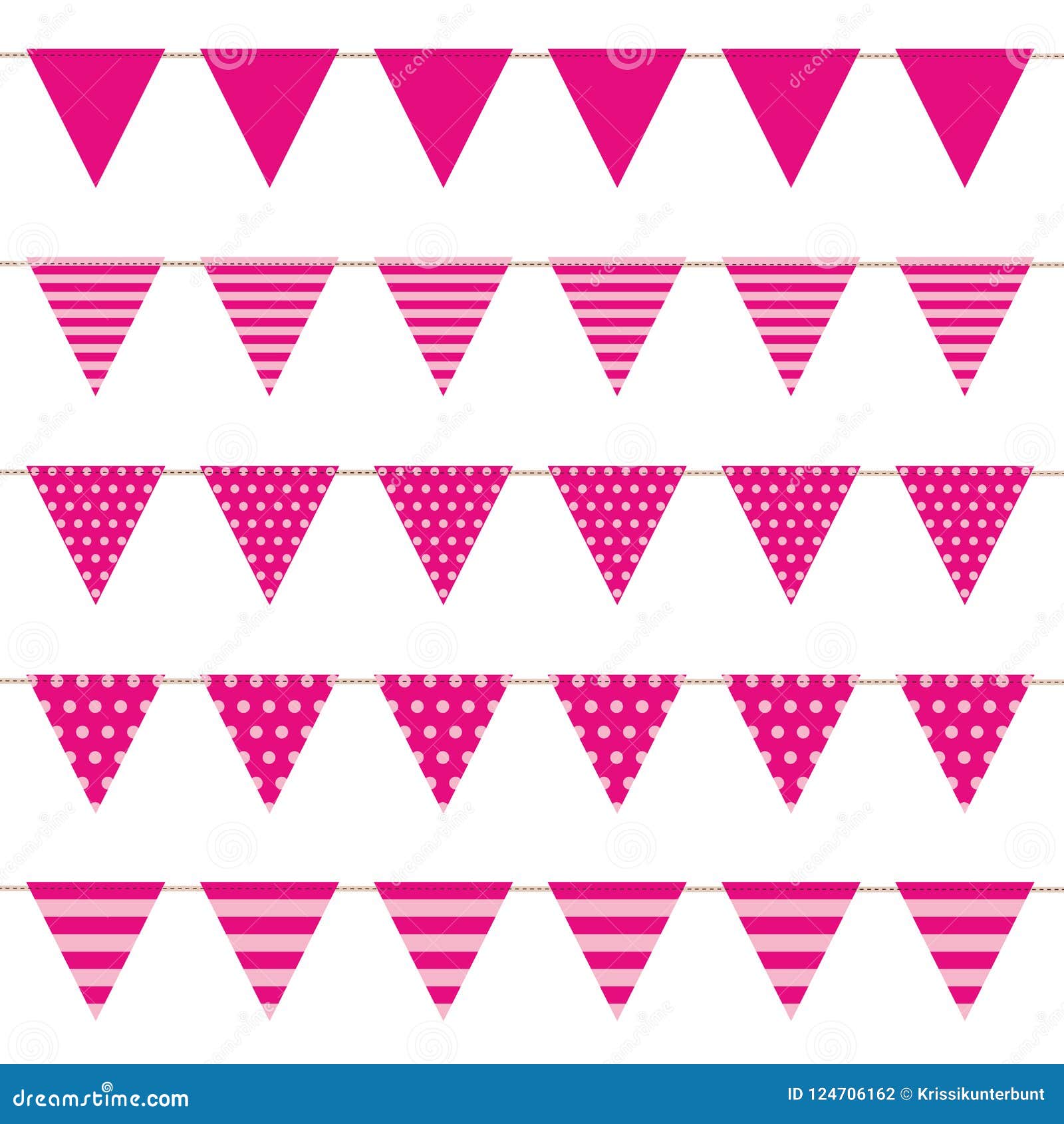 Pink Flag Collection with Pattern Isolated on White Backgound Stock ...