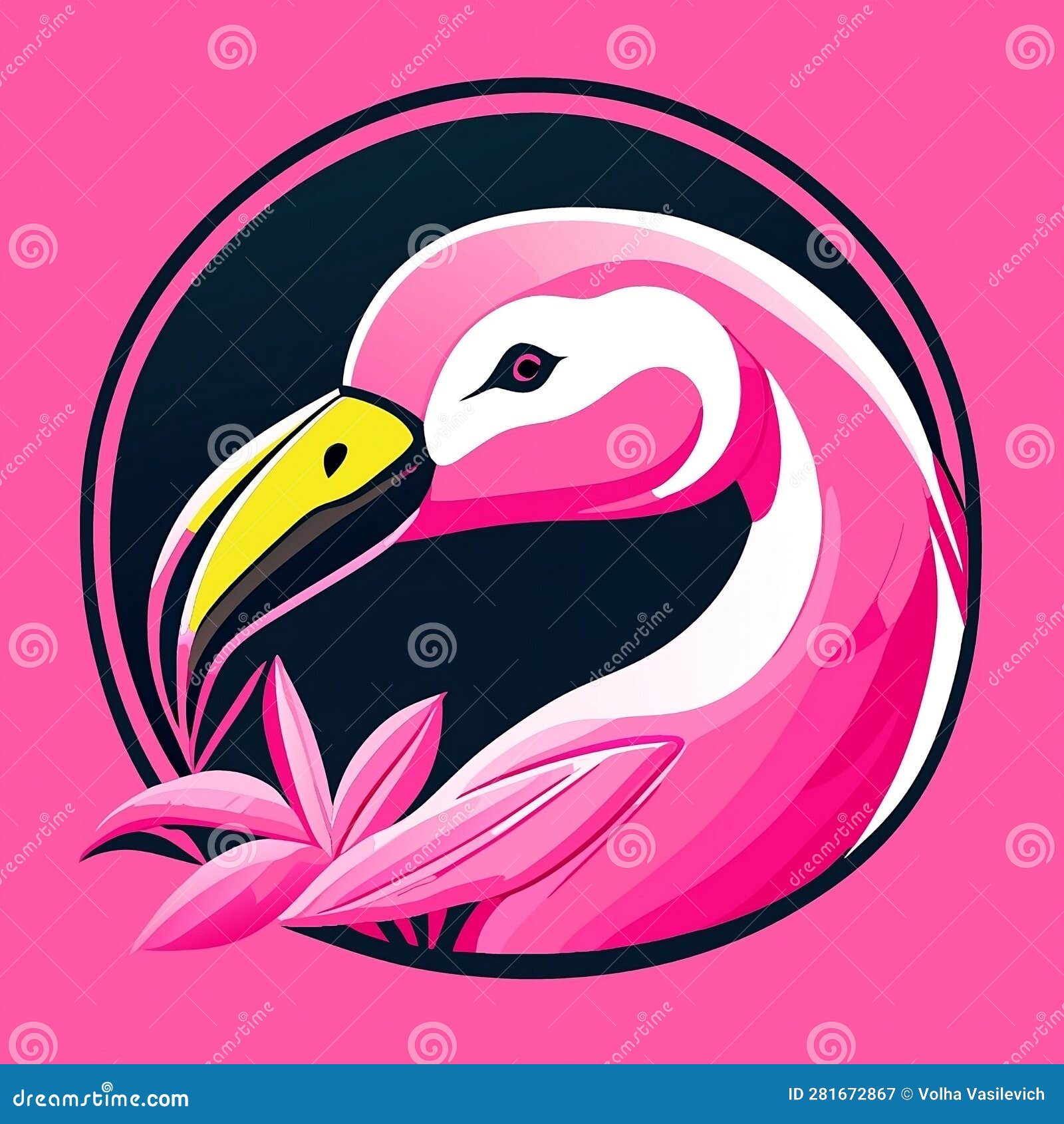 Pink Flamingo Logo. Generated with AI Technology. Stock Illustration ...