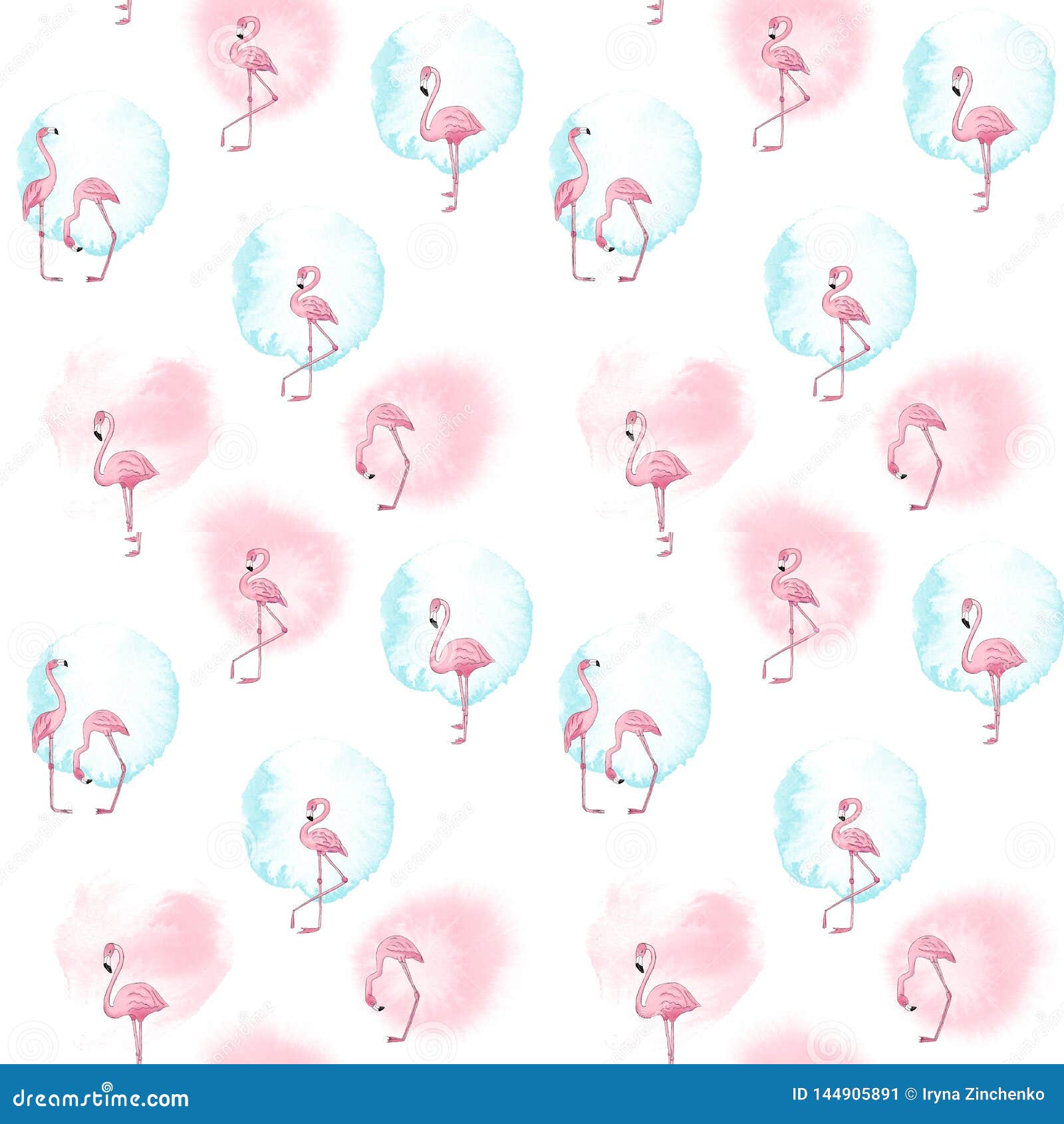 Pink Flamingo Pattern Seamless Pattern Watercolor Hand Drawing Stock ...