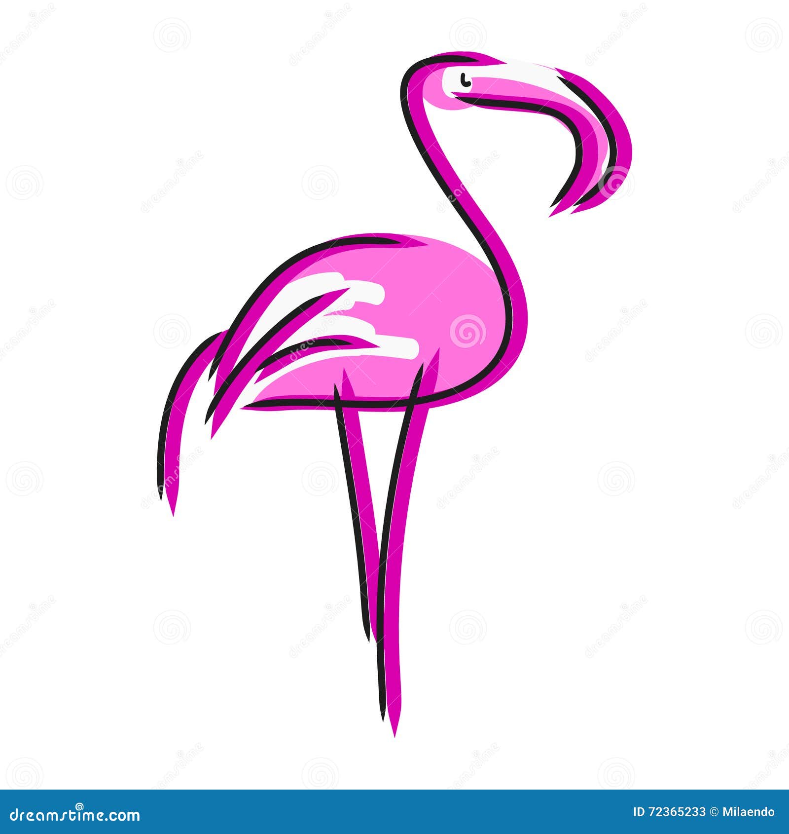 Pink flamingos (line) stock vector. Illustration of long - 72365233