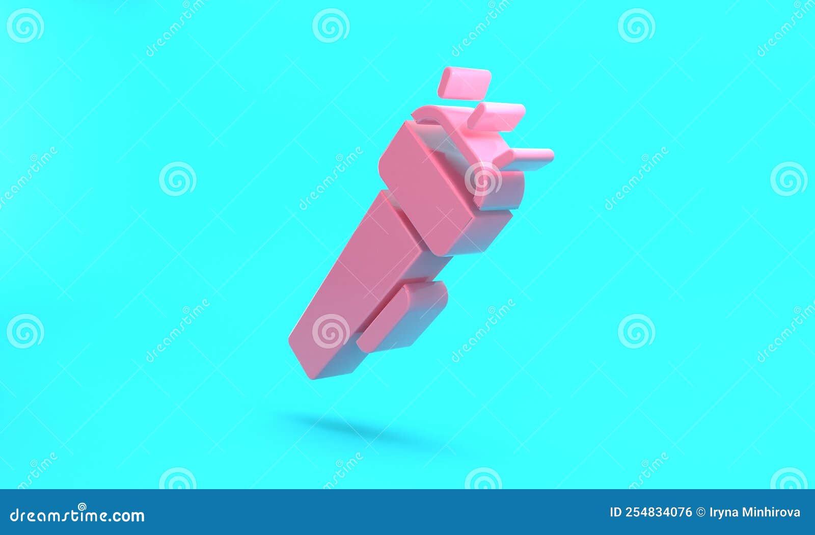 Pink Flashlight Icon Isolated on Turquoise Blue Background. Minimalism ...