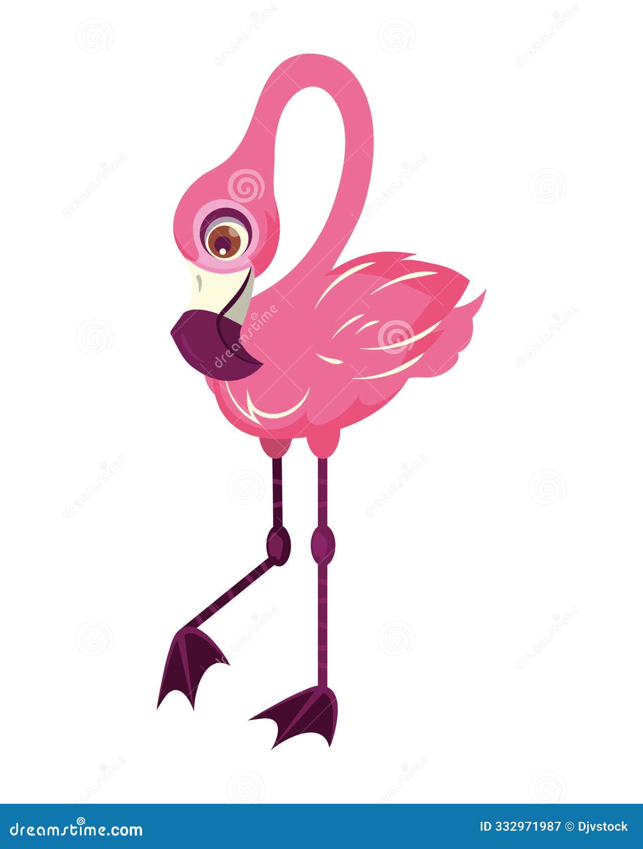 Pink Flemish Bird Wild Character Stock Illustration - Illustration of ...