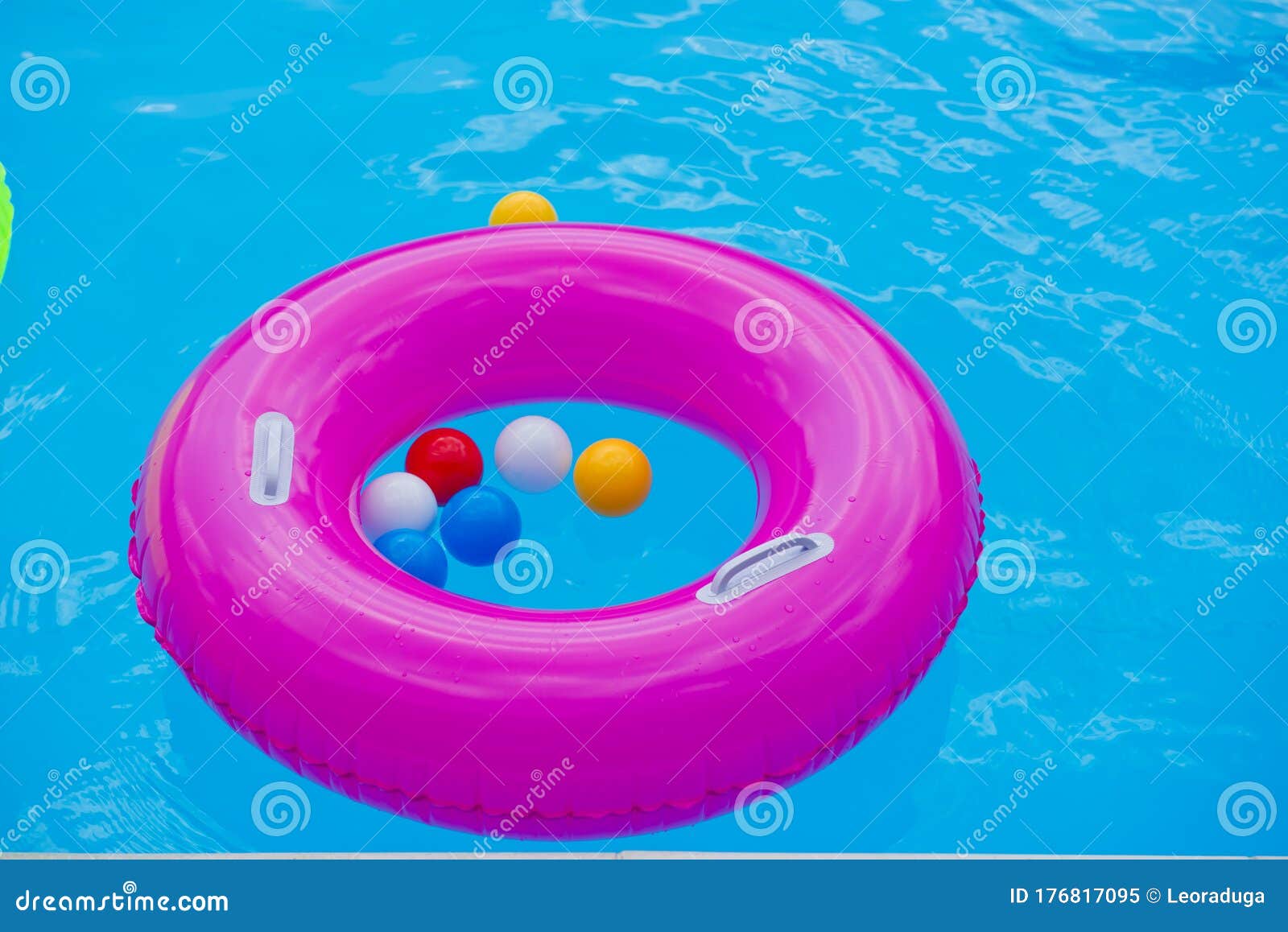 Pink Float in Blue Swimming Pool. Stock Image - Image of play, colorful ...