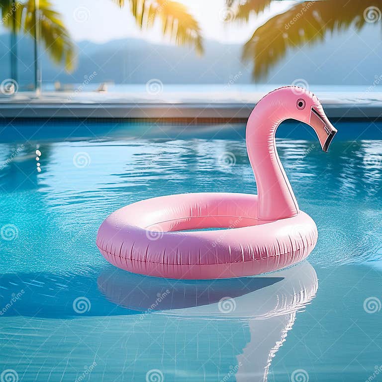 Pink Float Floating in the Pool with Blue Water. Stock Illustration ...