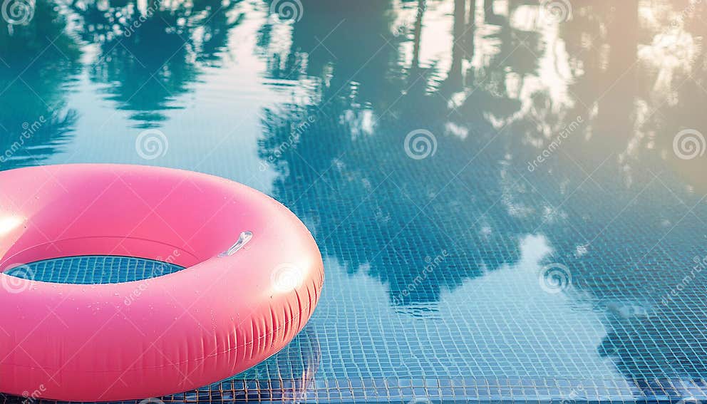 Pink Float Floating in the Pool with Blue Water. Stock Illustration ...