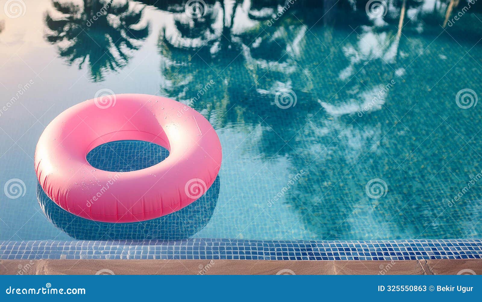 Pink Float Floating in the Pool with Blue Water Stock Illustration ...