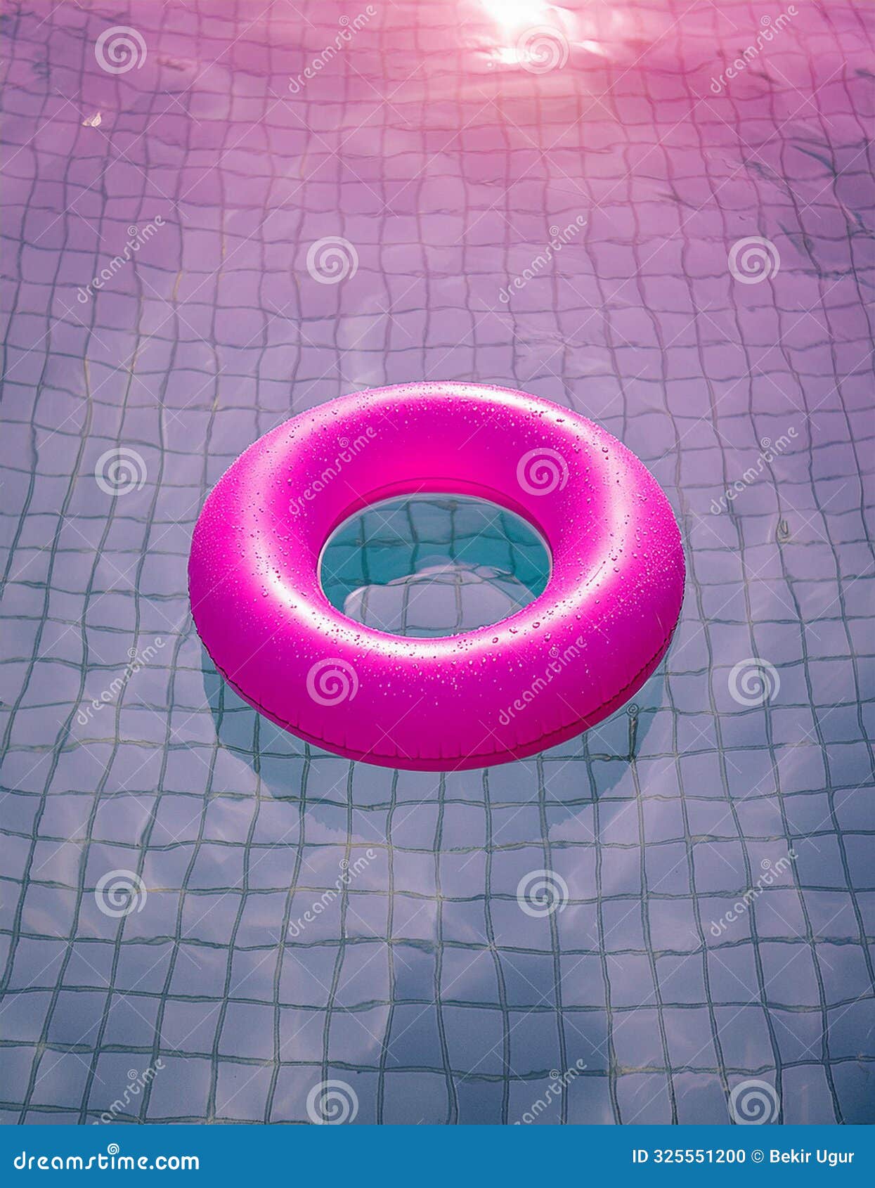 Pink Float Floating in the Pool with Blue Water. Stock Illustration ...