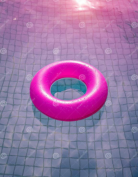Pink Float Floating in the Pool with Blue Water. Stock Illustration ...