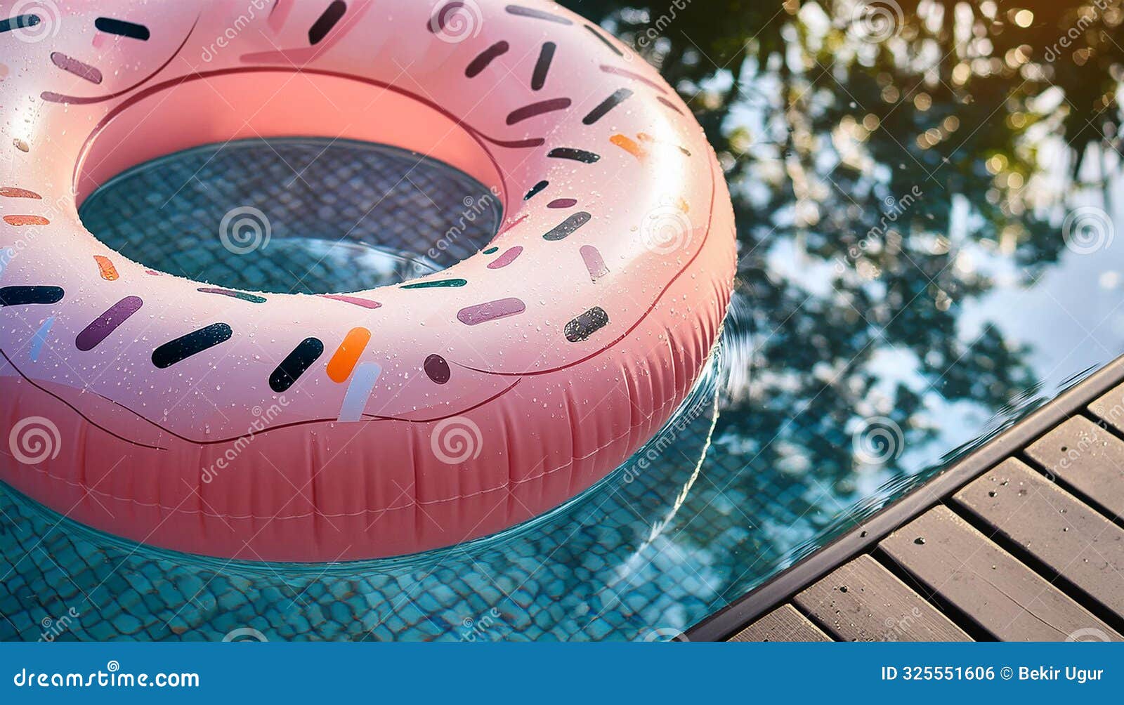 Pink Float Floating in the Pool with Blue Water. Stock Illustration ...