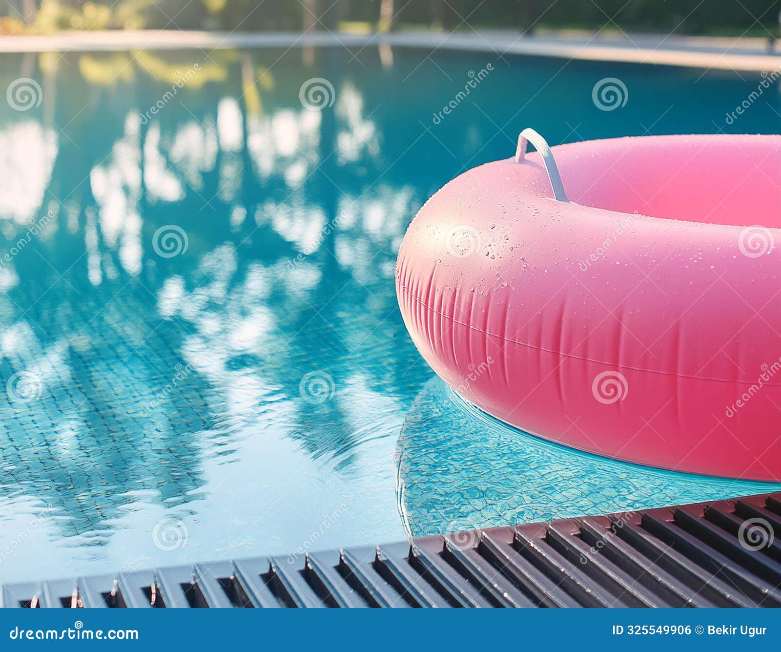 Pink Float Floating in the Pool with Blue Water. Stock Illustration ...
