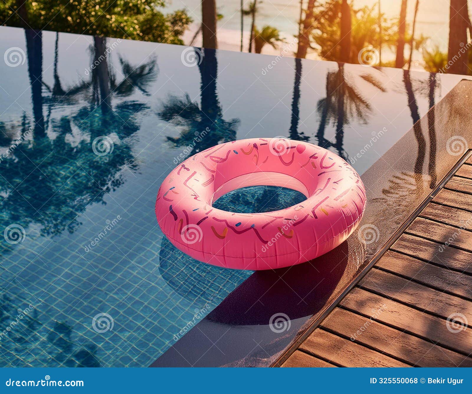 Pink Float Floating in the Pool with Blue Water. Stock Illustration ...