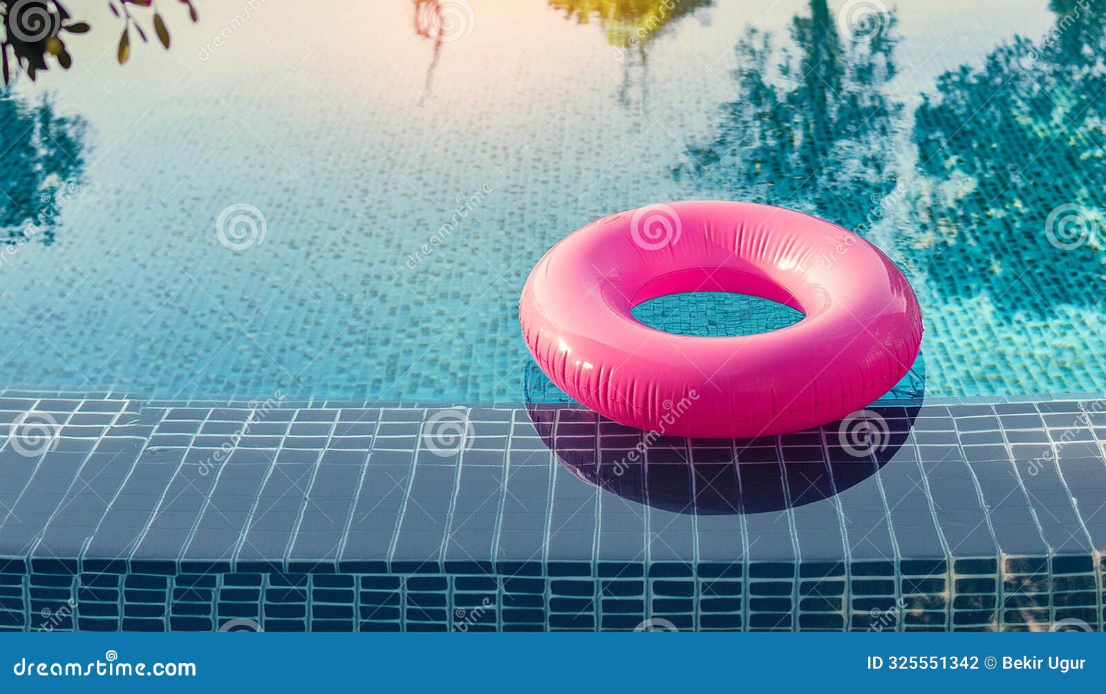Pink Float Floating in the Pool with Blue Water. Stock Illustration ...
