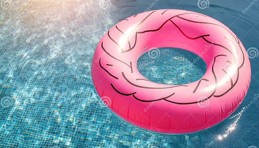 Pink Float Floating in the Pool with Blue Water. Stock Illustration ...