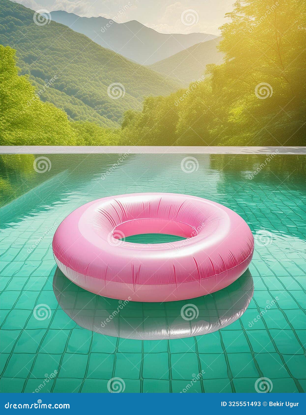 Pink Float Floating in the Pool with Blue Water. Stock Illustration ...