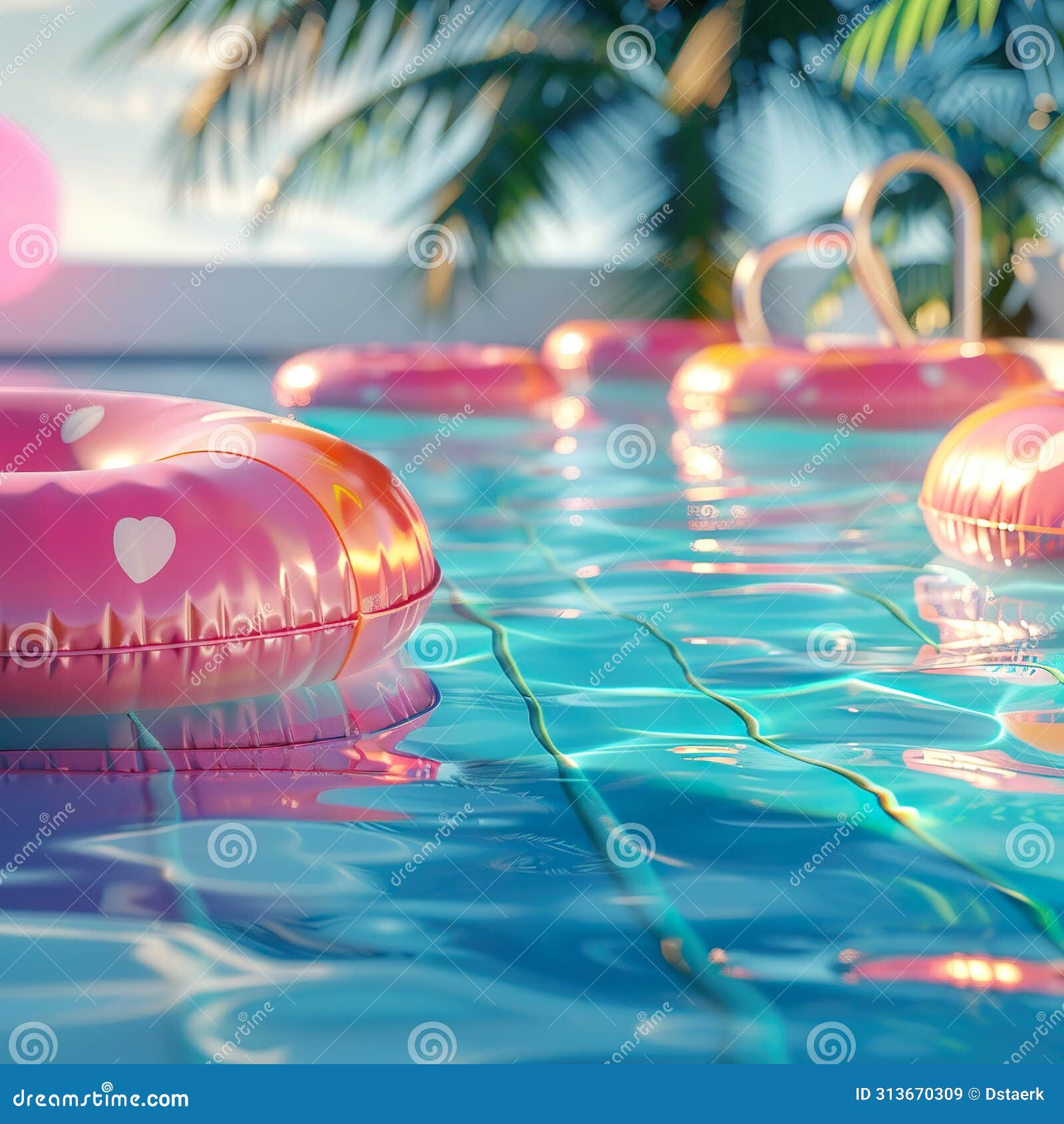 Pink Floating Tires in a Pool Generated by Artificial Intelligence ...