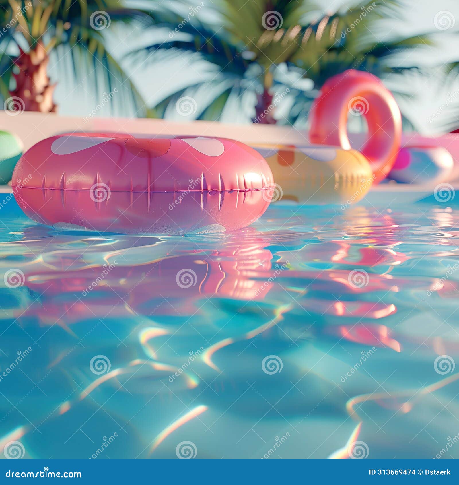 Pink Floating Tires in a Pool Generated by Artificial Intelligence ...