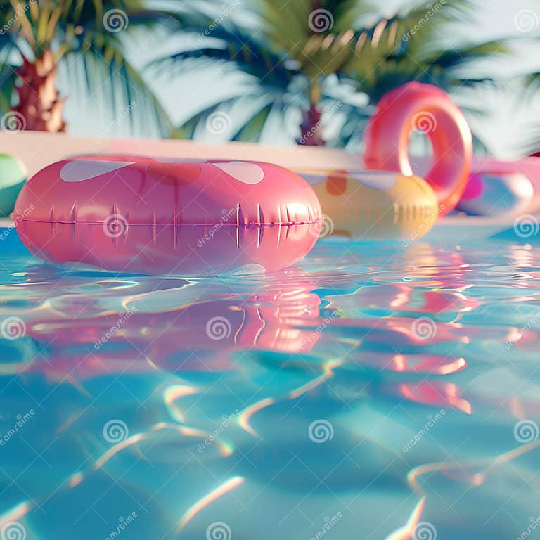 Pink Floating Tires in a Pool Generated by Artificial Intelligence ...